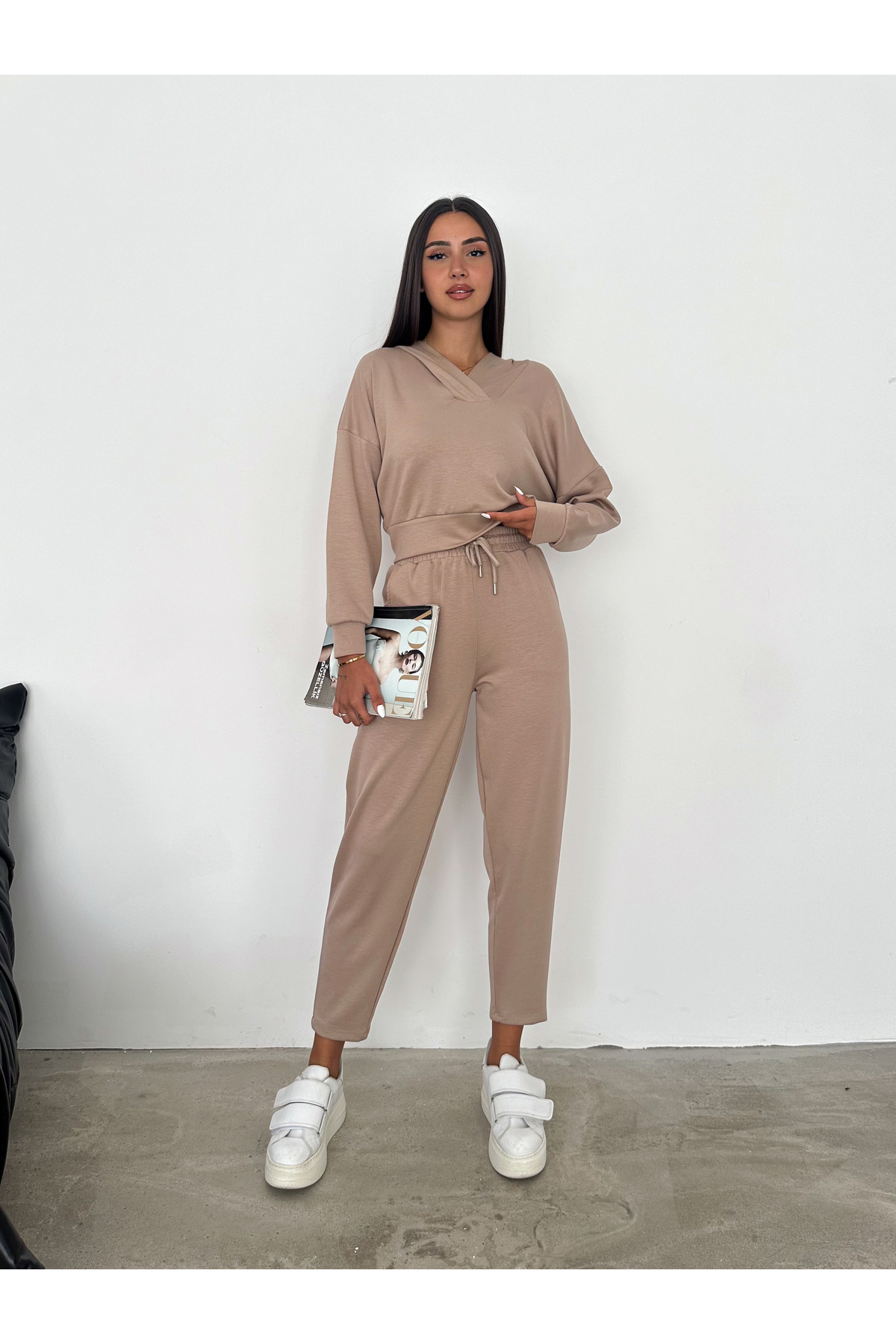 cottonage Kadın Modal Kumaş İkili Sweat Takım Eşofman Takımı Oversize ...