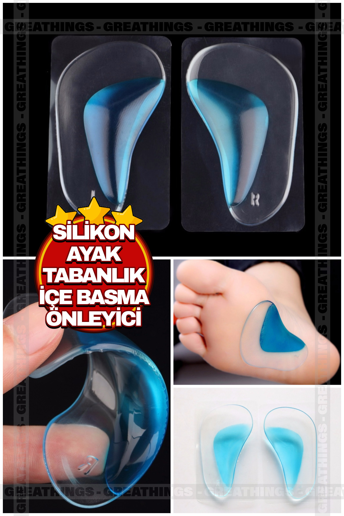 Greathings İçe Basma Engelleme Düz Taban Önleyici Silikon Ayak Tabanlık ...