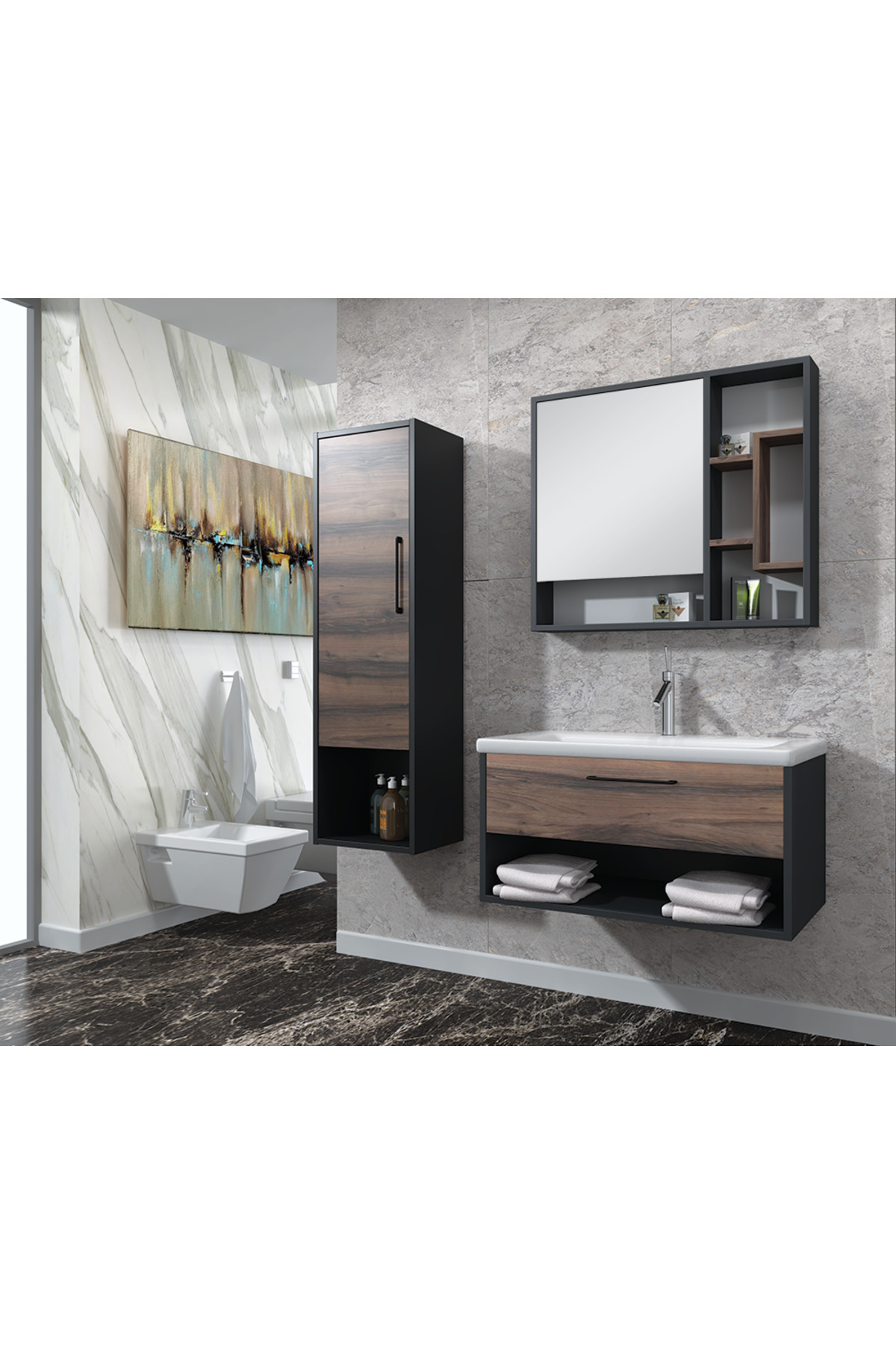 SAMİR Ahşap Görünümlü Medefe Gövde ve Kapaklı Banyo Dolabı Fiyatı ...