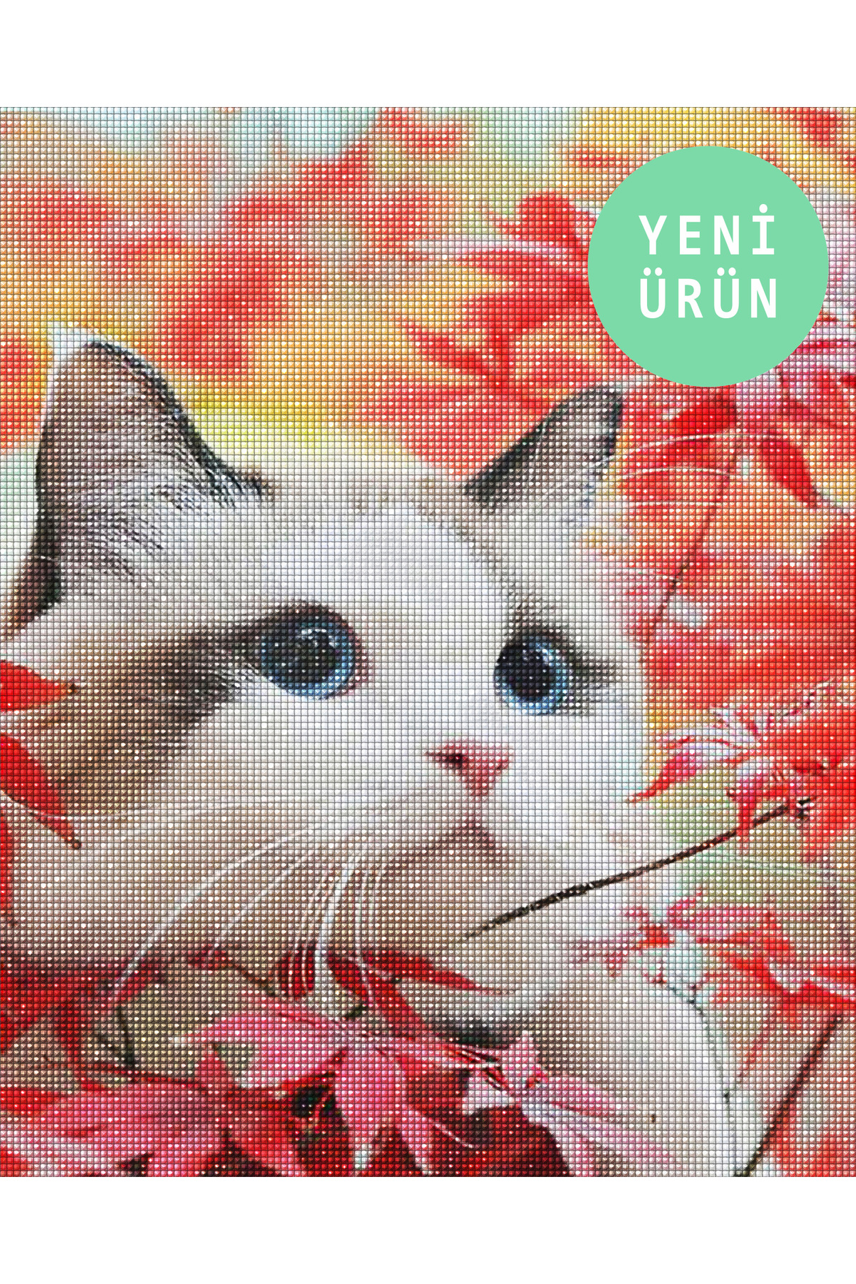 MAXİ Beyaz Kedi - Diamond Painting, Elmaslı Goblen, Mozaik Tablo, Elmas ...