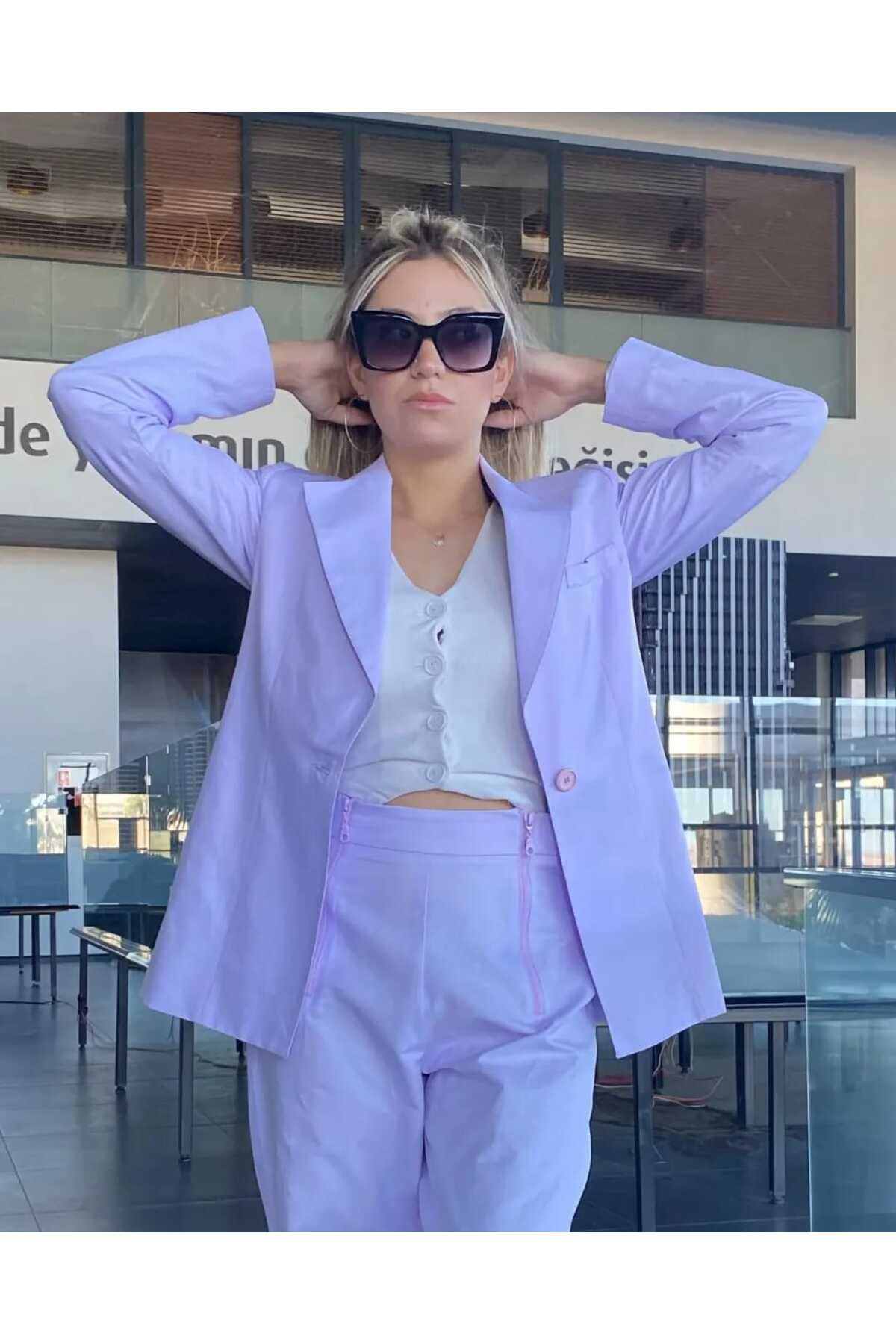 Butik Lila Rengi Ceket-Önü Fermuarlı Pantolon Takım Fiyatı, Yorumları ...