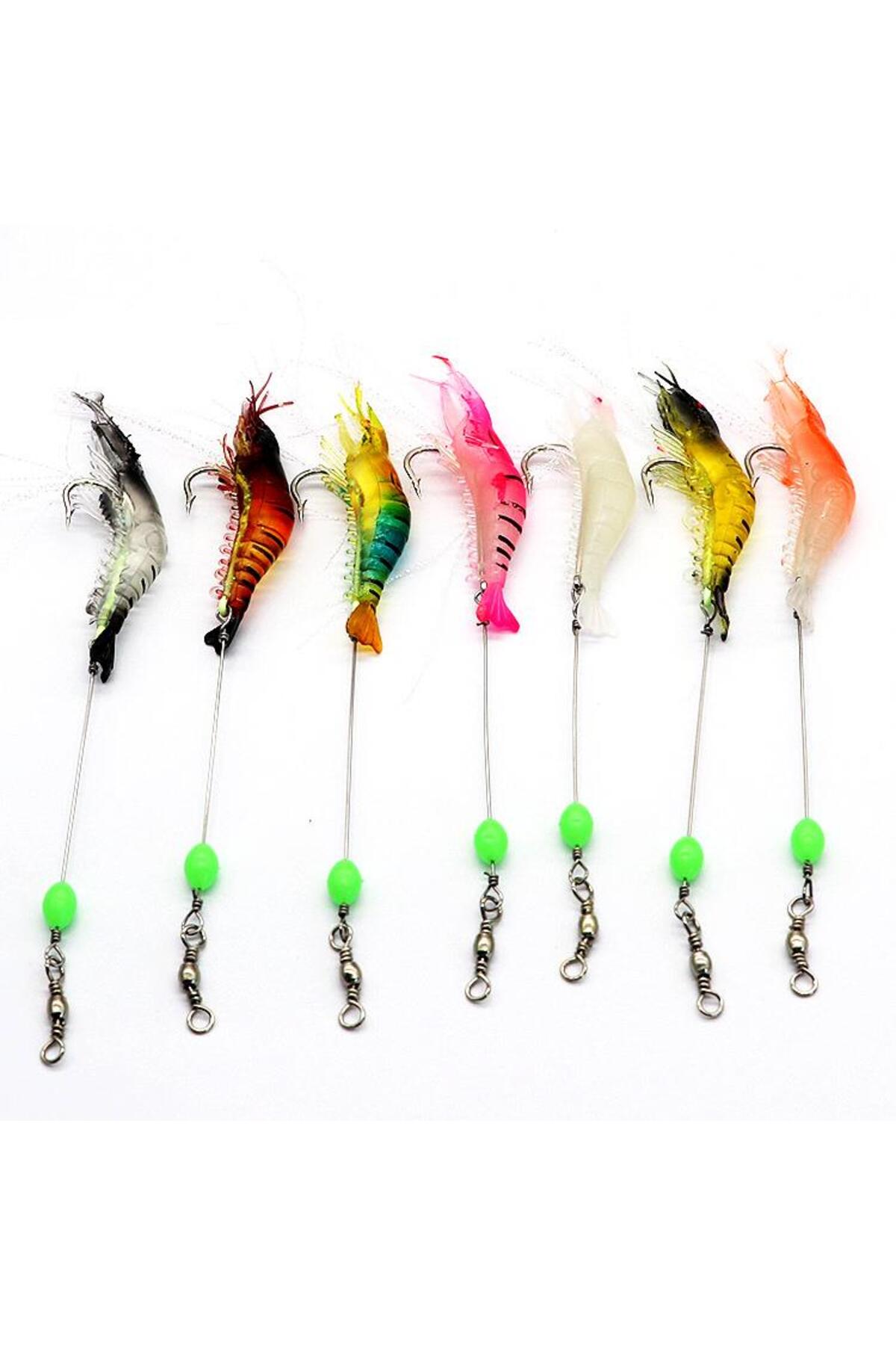 valkyrie 7 Adet Kancalı Fosforlu Karides Balık Yemi Silikon 8cm 5gr ...