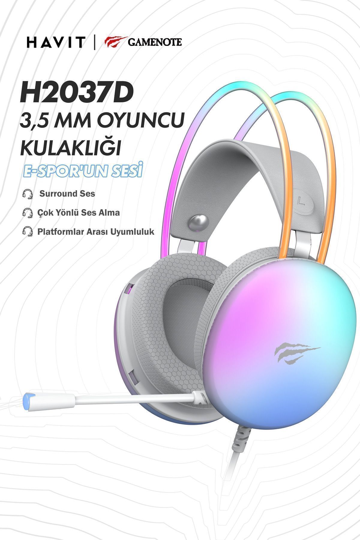 Havit Gamenote H2037D RGB Gaming Mikrofonlu Oyuncu Kulaklığı 3.5mm Jack ...