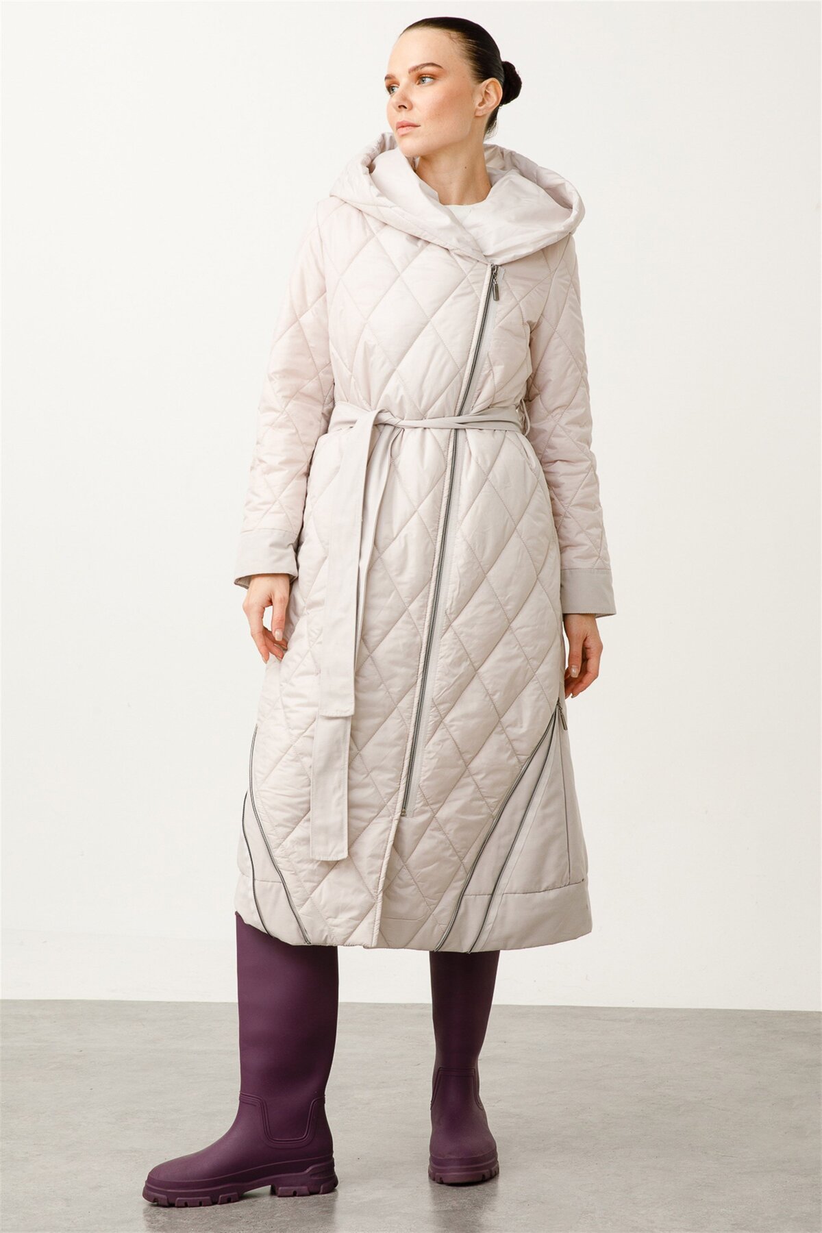 Micca Fermuar Ve Helene Garnili Kapitone Modern Manto-gümüş Fiyatı ...