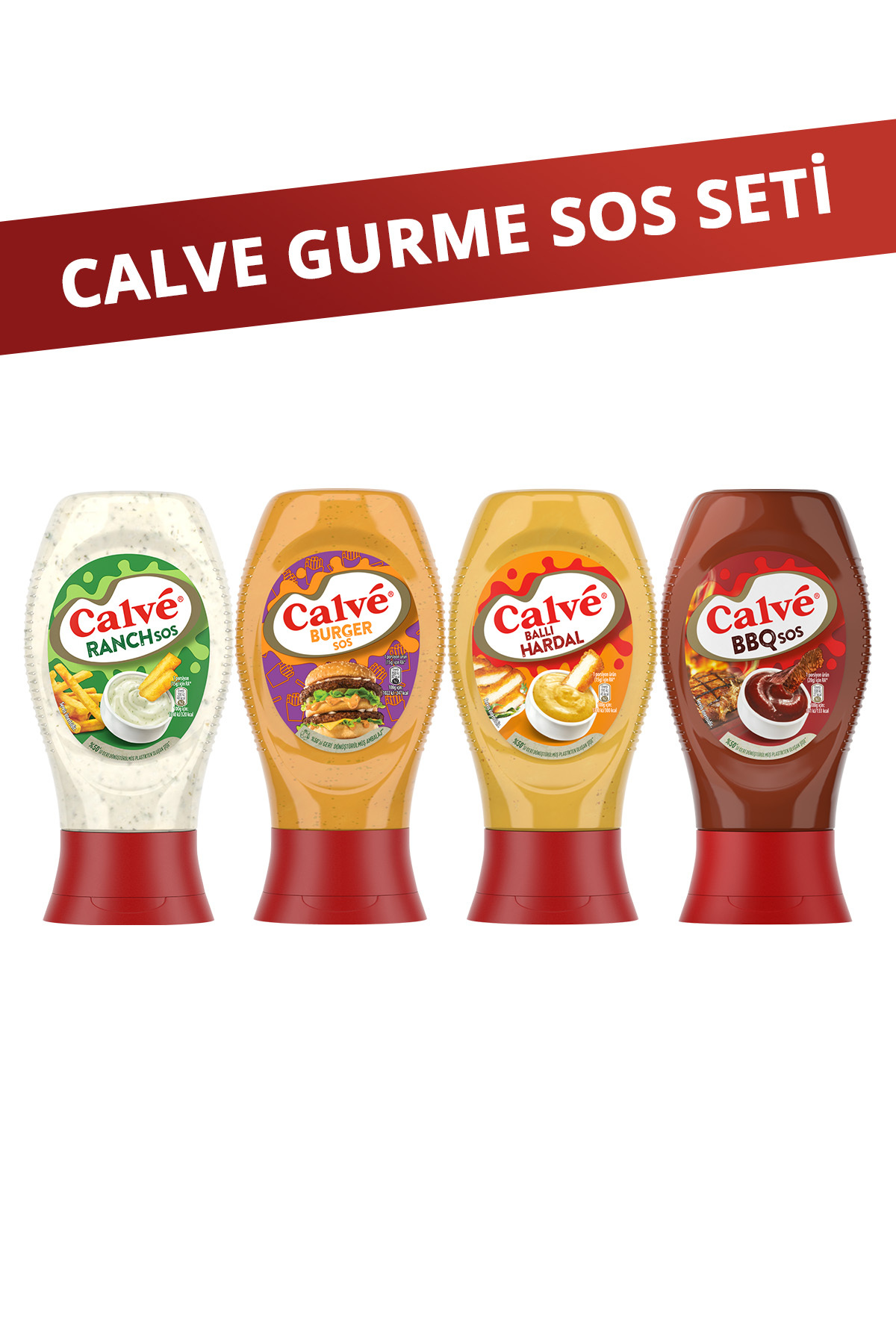 Calve Sos Paketi Ranch Sos + Ballı Hardal + Burger Sos + BBQ Sos ...