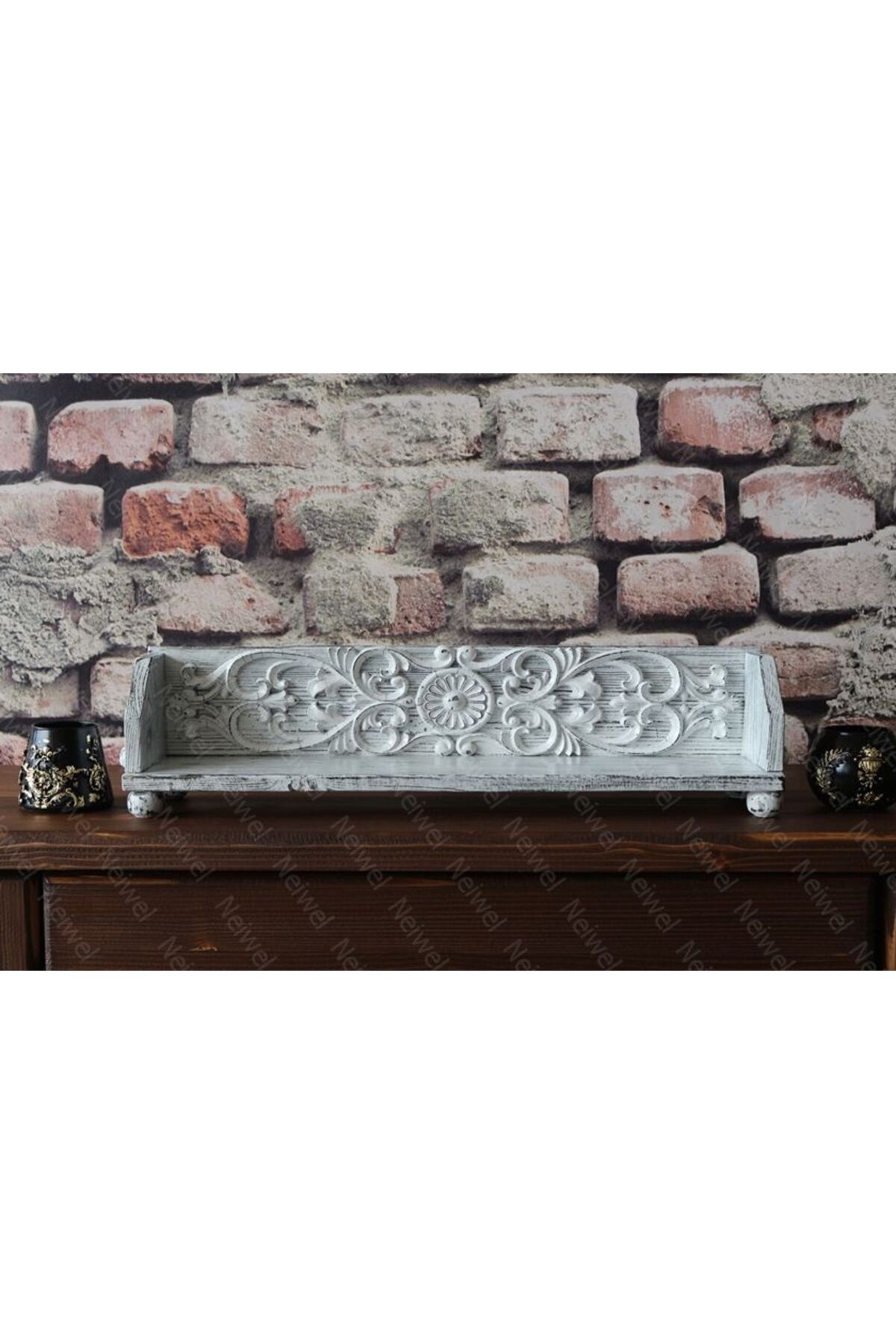 Neiwel Vintage Tenna Eskitme Beyaz Ahşap Stand Raf - Fiyatı, Yorumları