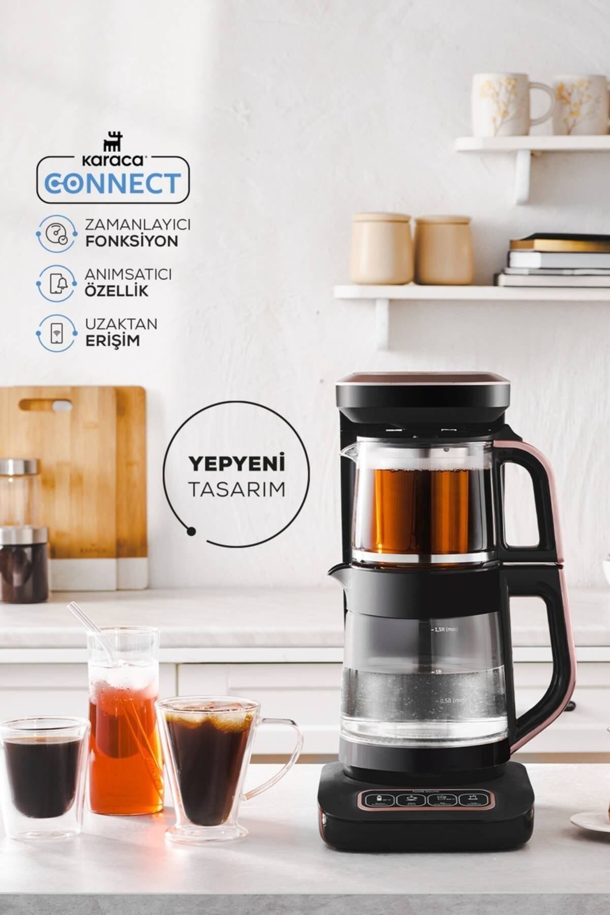 Karaca 2 Yıl Robotea Pro Connect 4 in 1 Konuşan Cam Çay Makinesi ...