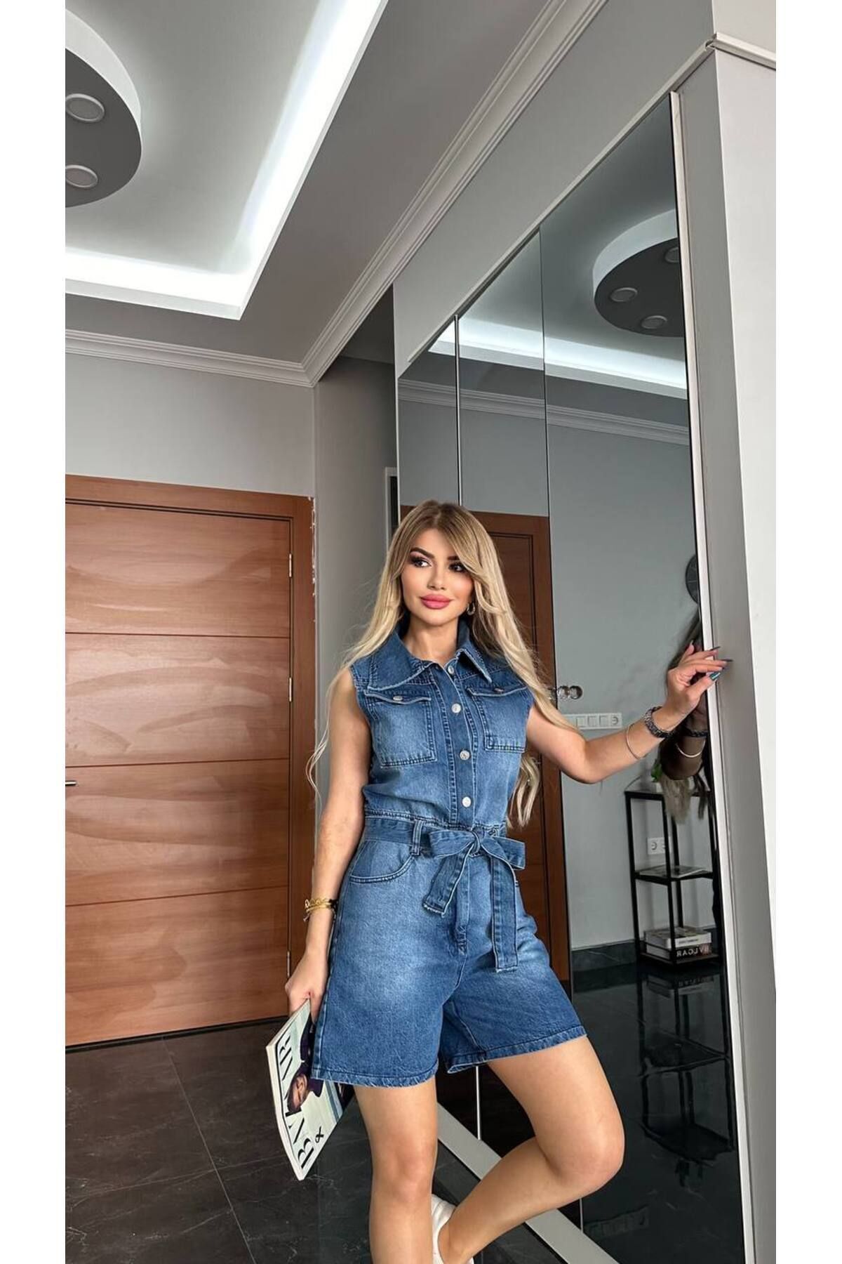 Genel Markalar Kot Şortlu Tulum / Kot Tulum / Kot Kuşaklı Tulum Fiyatı ...