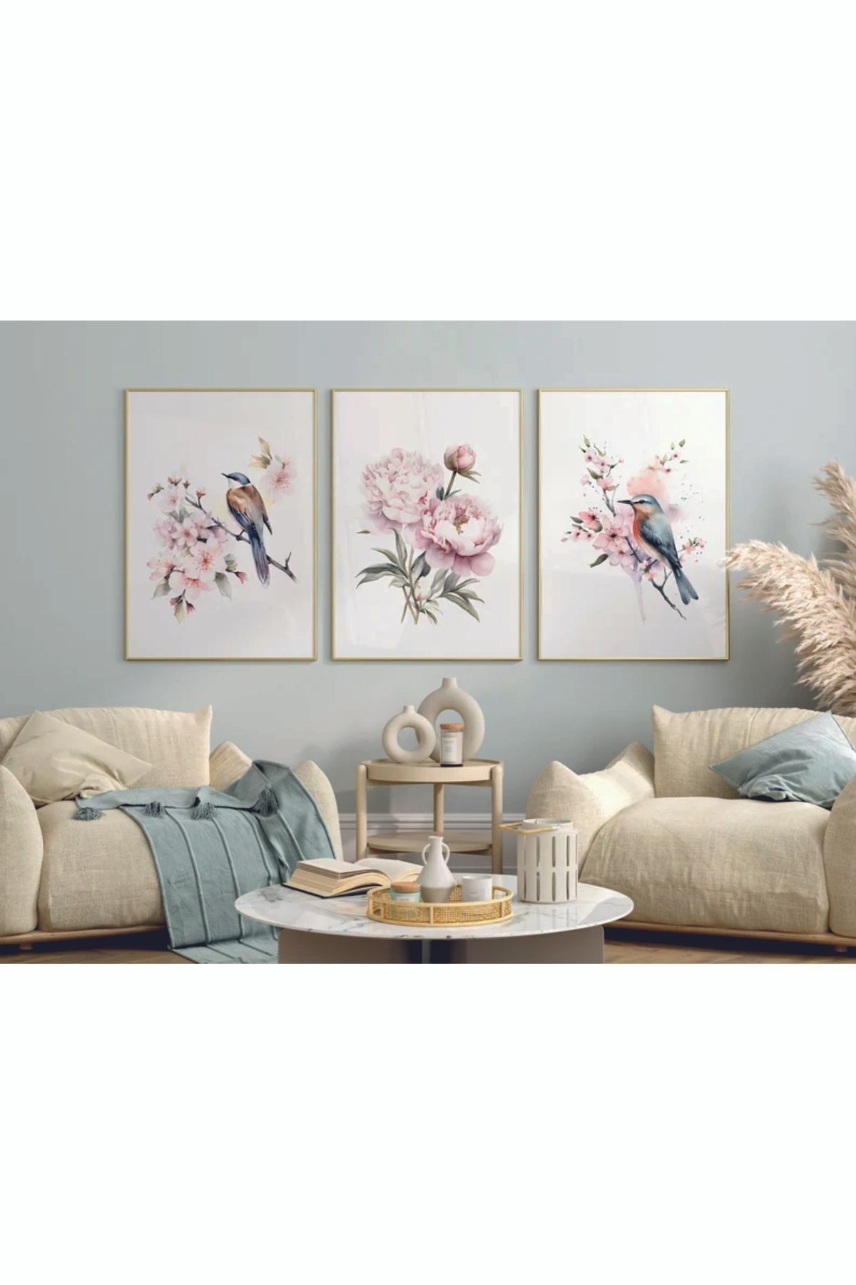 woodhomeworks Ahşap Çerçeveli 3 Lü Soyut Tablo Home Ev Salon Oturma ...