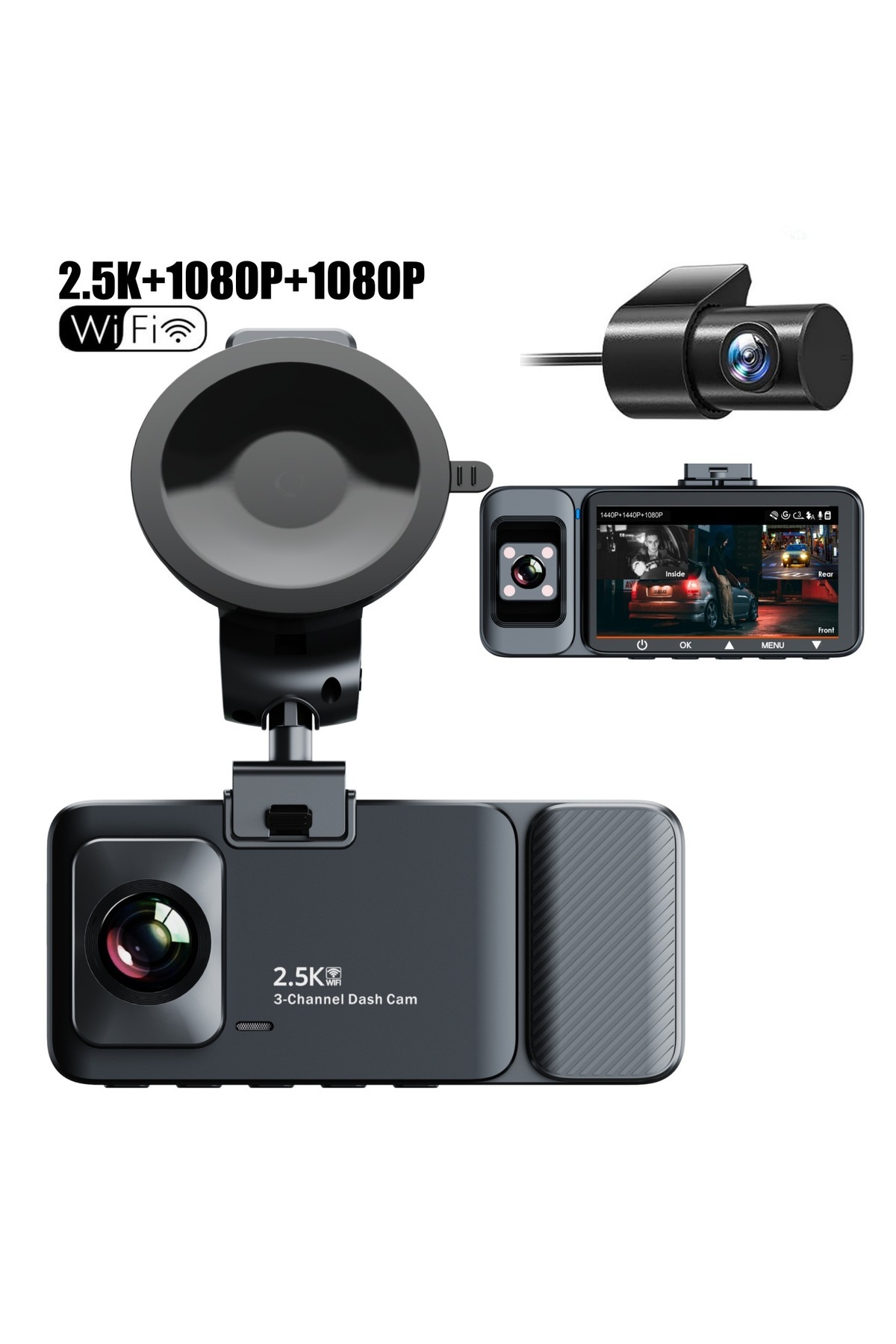 Wevolt PREMİUM MB-460 2K ULTRAHD 3 KAMERALI ARAÇ İÇİ KAMERA (TÜRKÇE ...