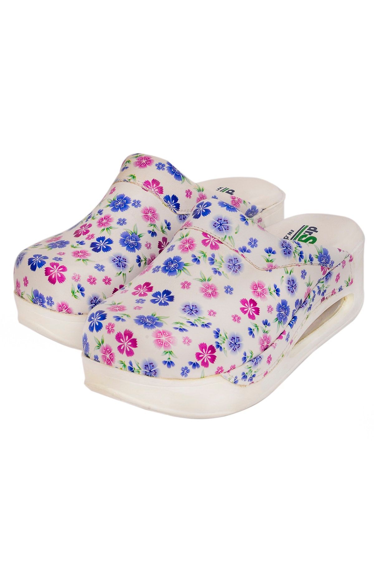 DR SABO Purple Flower Patterned Fancy Slippers, Leather Orthopedic Sabo ...