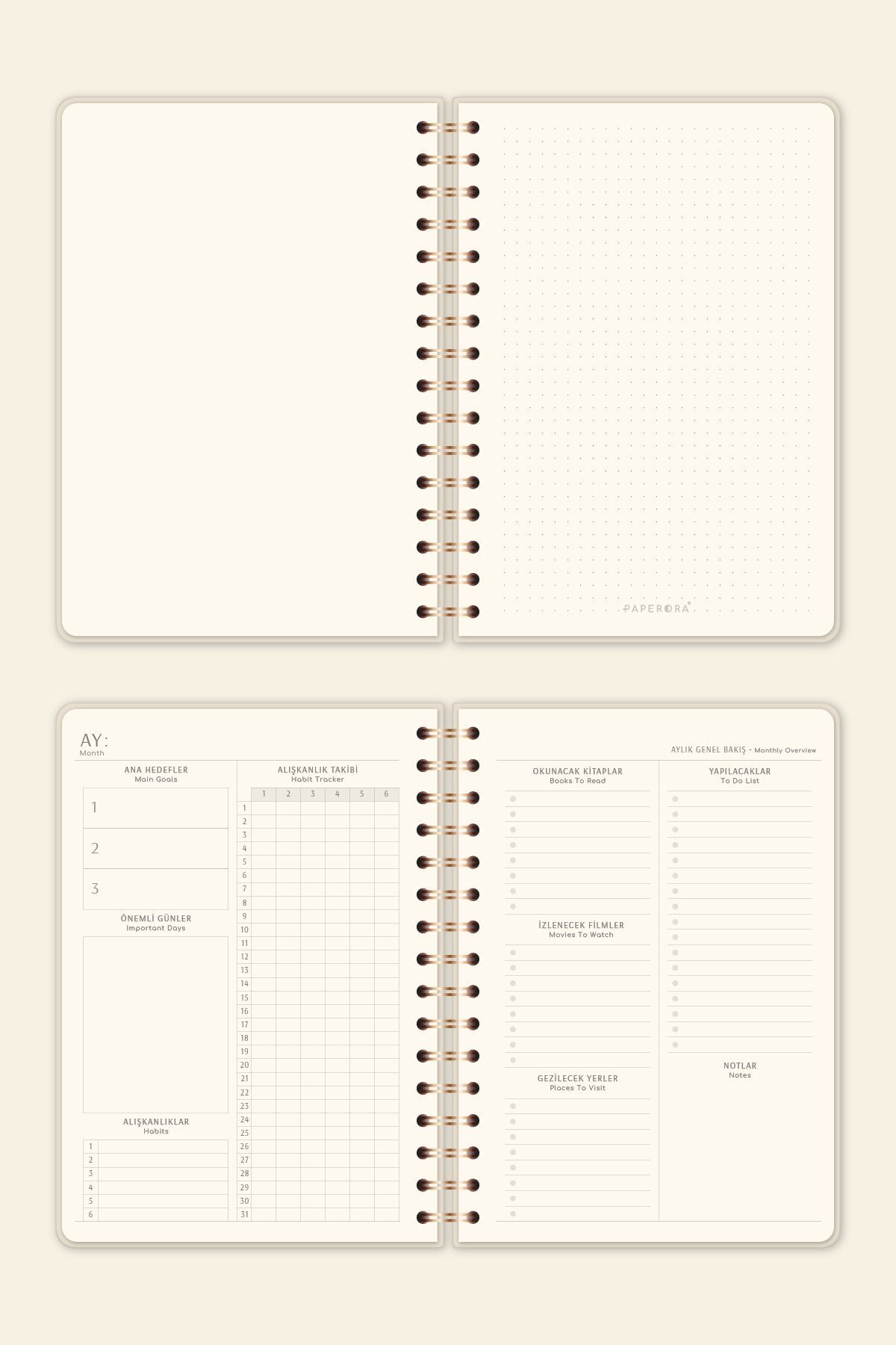 PAPERORA A5 Spiralli Keten Süresiz Planlayıcı Ajanda Lacivert Fiyatı ...