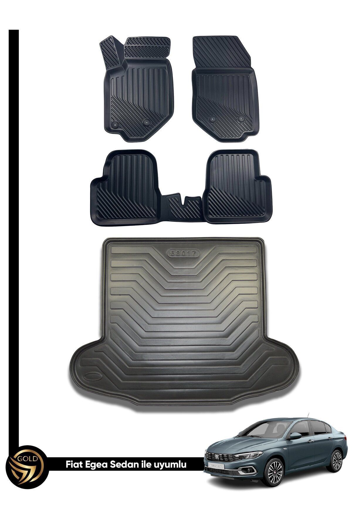 Black Gold Fiat Egea 3D Havuzlu Paspas Sedan + Bagaj Havuzu İkili Set ...