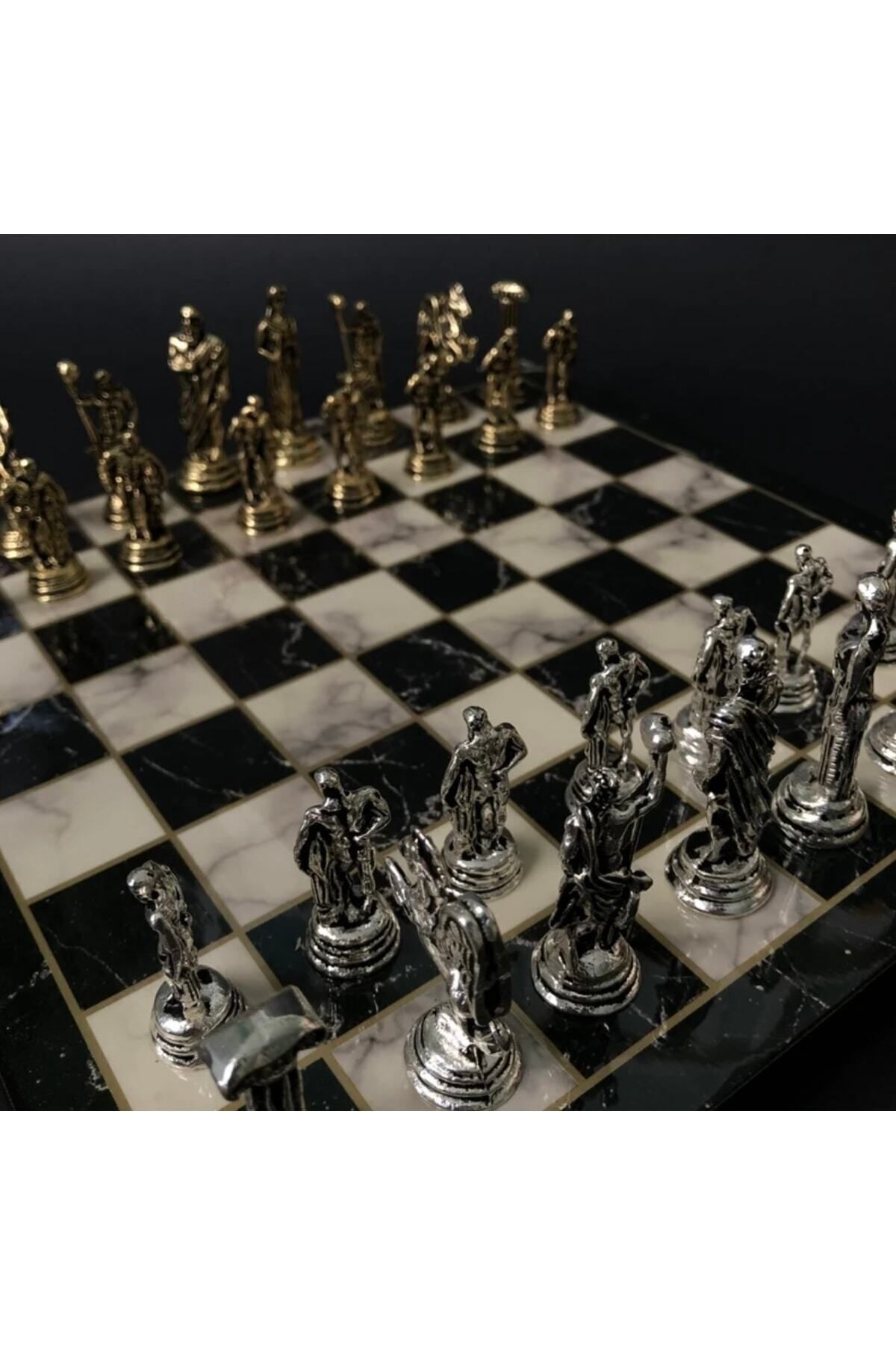 Devrizaman Roman Figured Cast Stone Footed Chess Set - Trendyol