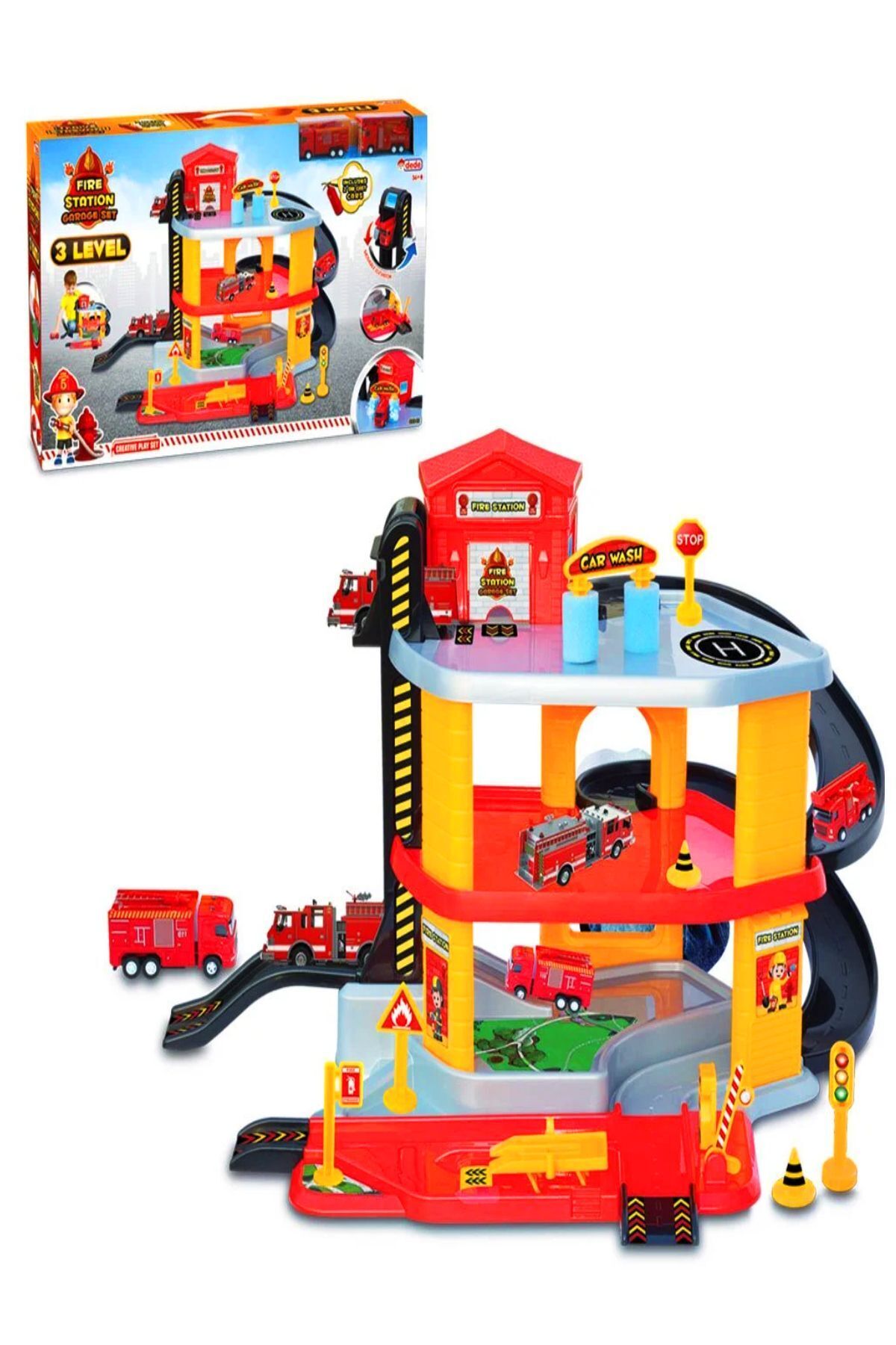 AVDA 3 Katlı Itfaiye Oyuncak Garaj Seti Pisti - Otopark - Istasyon ...