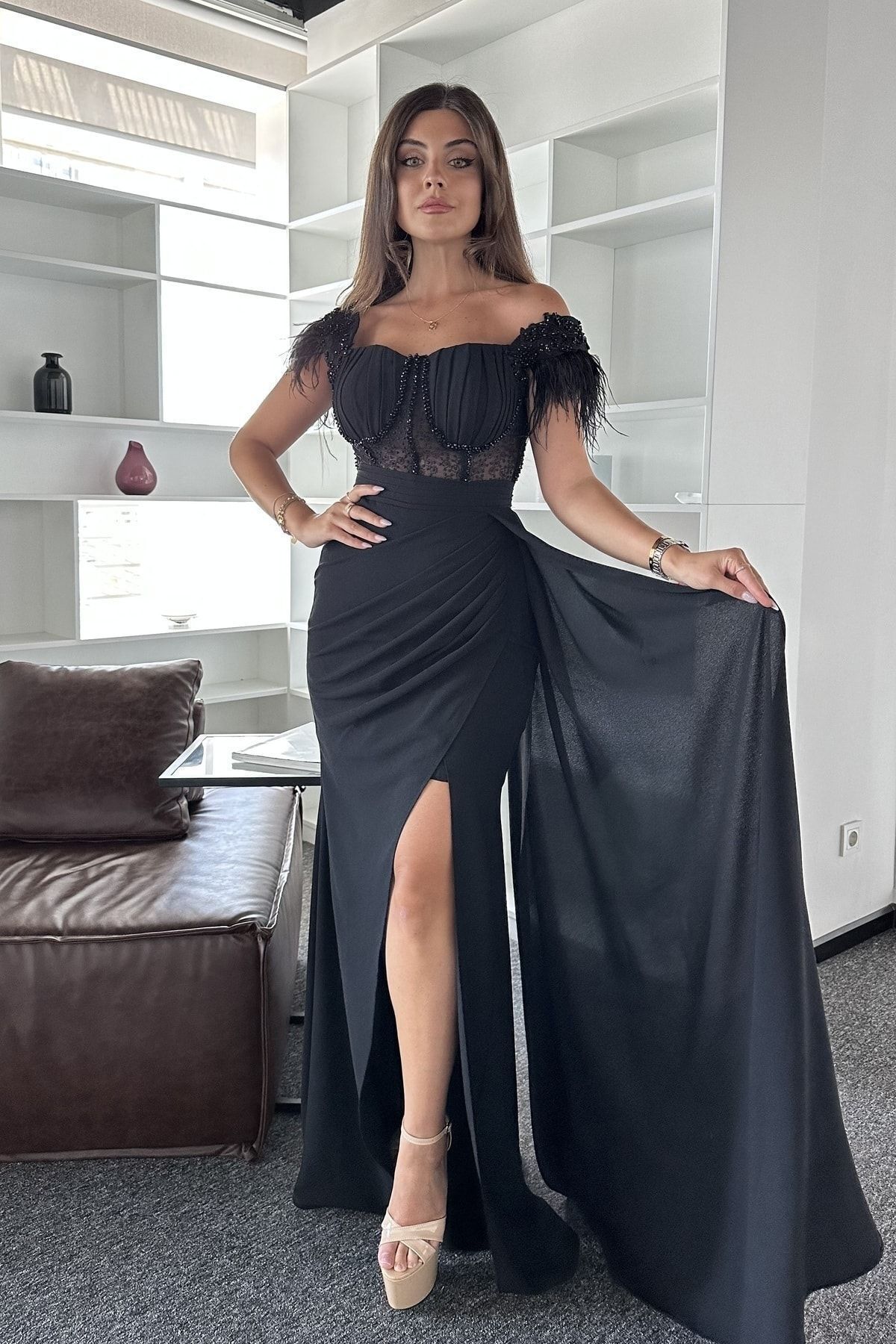 İyem Abiye Prenses Yaka Krep Lüx Tasarım Abiye Elbise Fiyatı, Yorumları - Trendyol