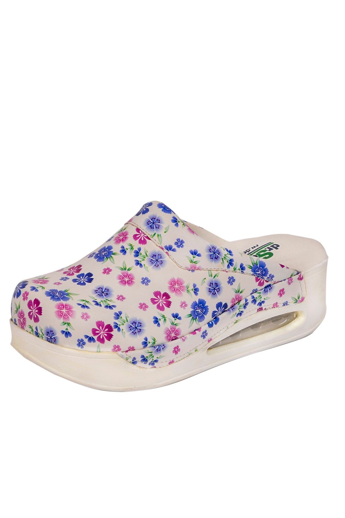 DR SABO Purple Flower Patterned Fancy Slippers, Leather Orthopedic Sabo ...