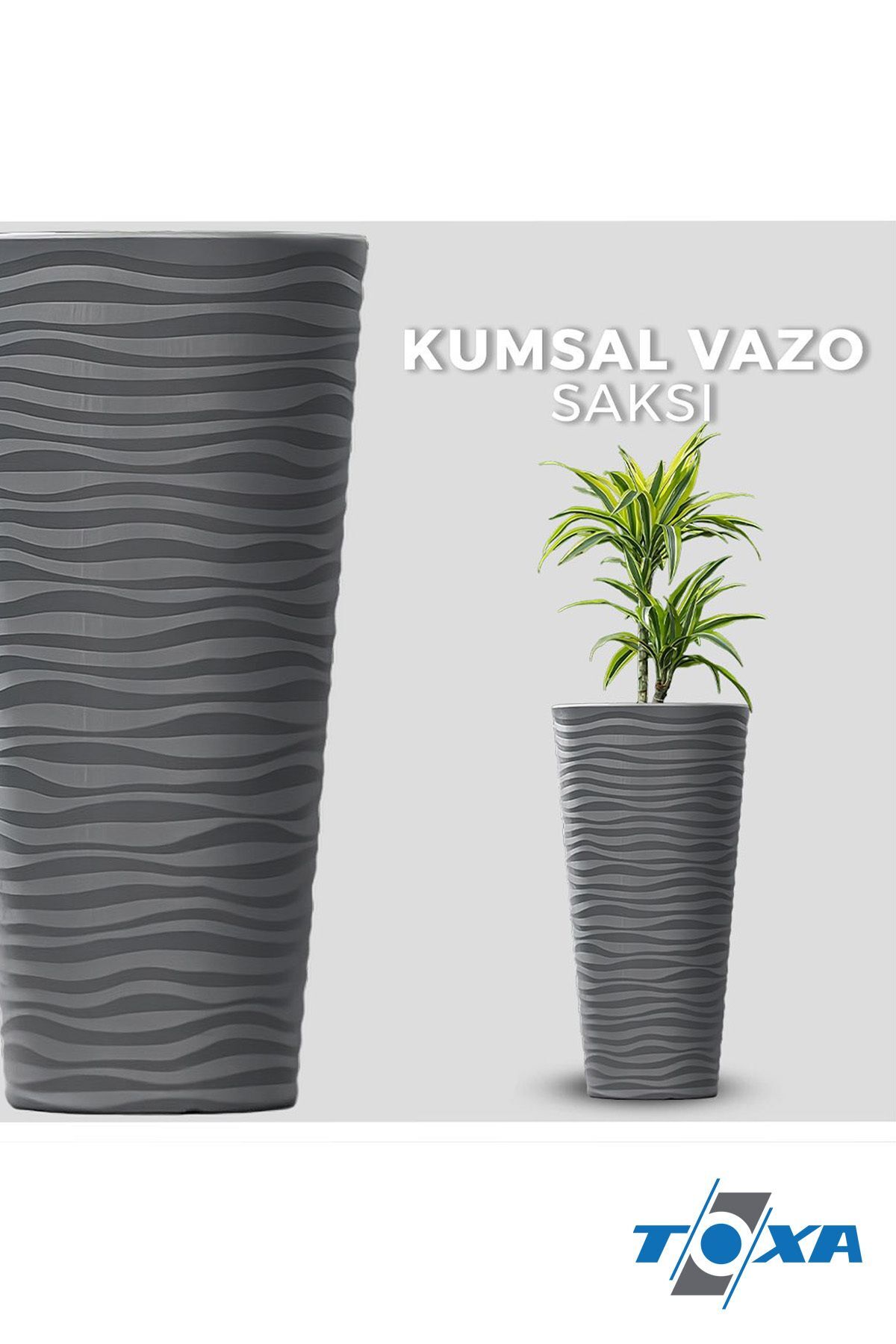 ToXA 51 Litre Dekoratif Antrasit Gri Kumsal Vazo Saksı Çok Amaçlı ...