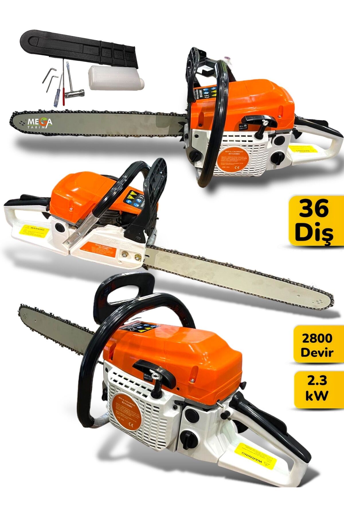 ORDU MEGA TARIM Benzinli Zincirli Odun Motoru Budama Testeresi 3 Hp ...