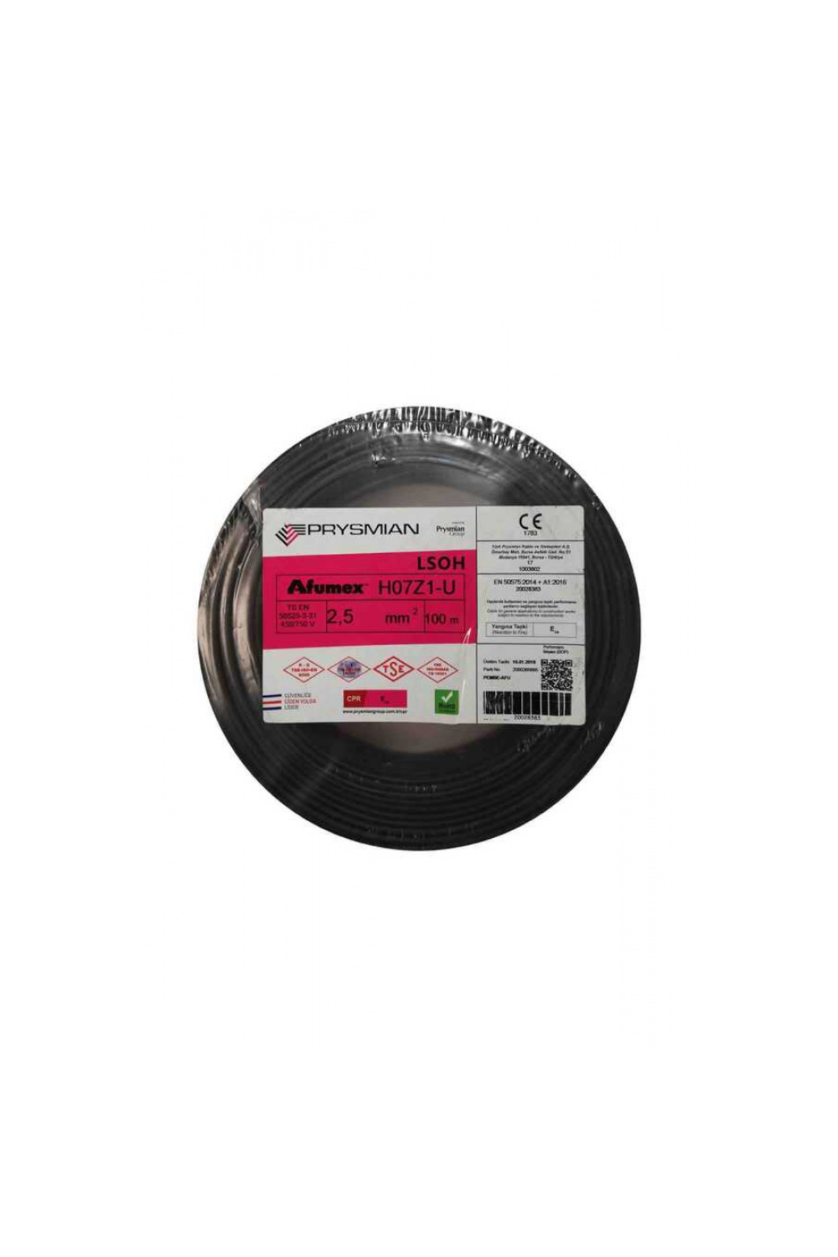 Prysmian 2,5mm Siyah H07Z1-U NYA Halojen Free Kablo - 100 Metre (Siemens) Üretim - Fiyatı, Yorumları