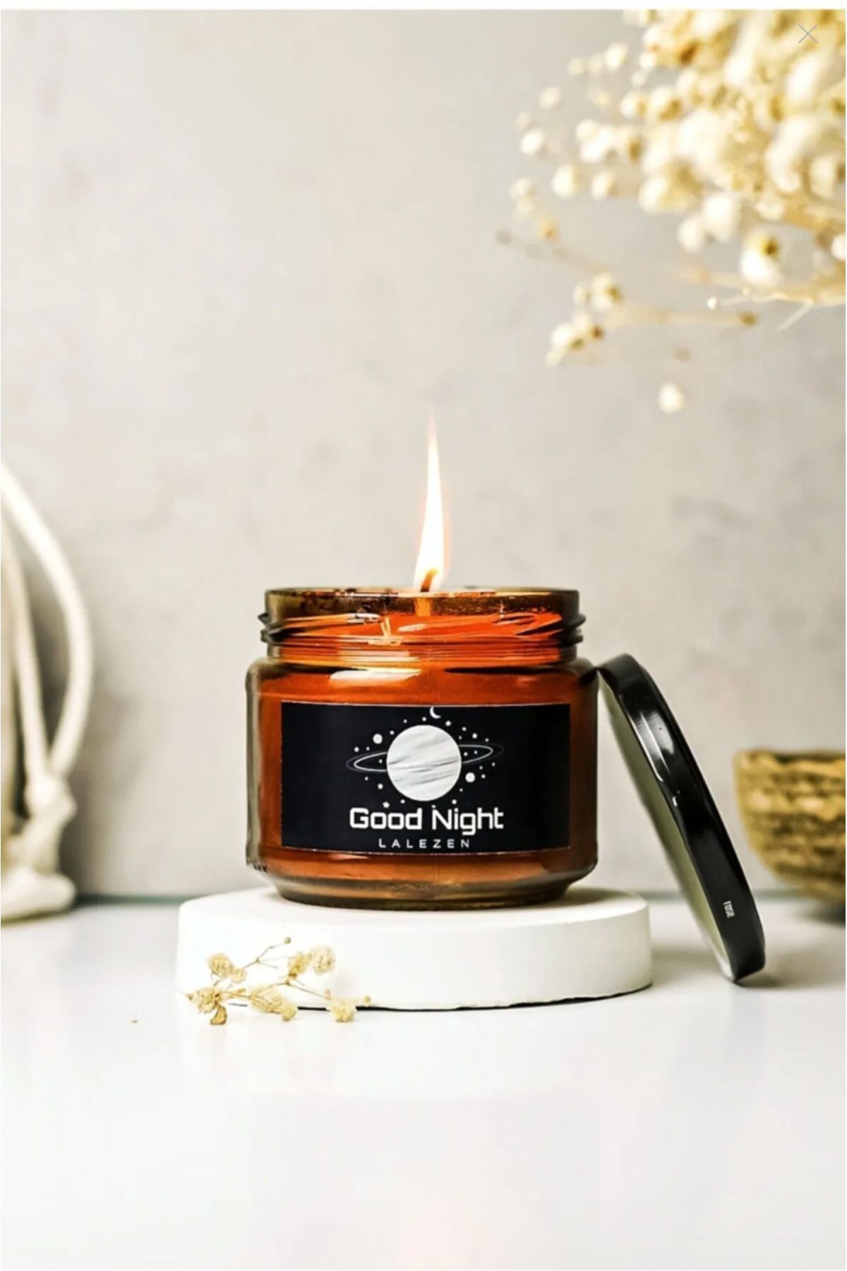 LALEZEN HOME Goodnight Etiketli Amber Kavanozu Kokulu Mum 330 - Fiyatı ...