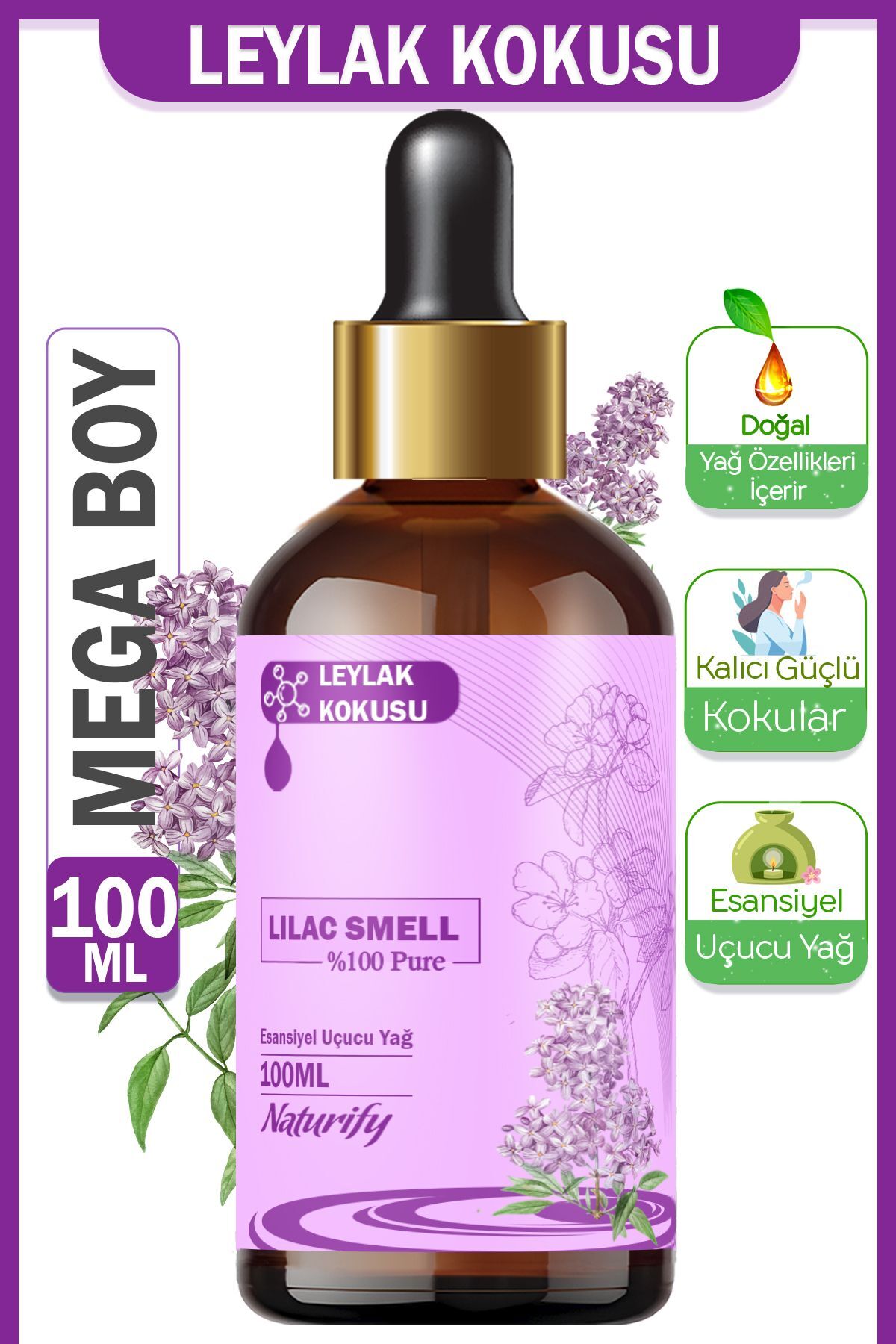 Naturify Leylak Esansiyel Buhurdanlık Difüzör:Aromatik Buhur Yağı Oda Banyo Parfümü Dolap Ortam ...