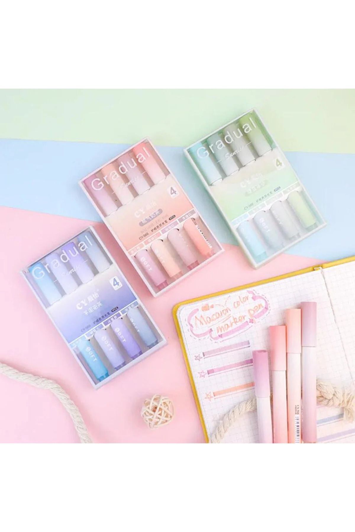 Yağmurella Soft Renkler 3 lü Fosforlu Kalem Seti 12 Adet - Fiyatı ...