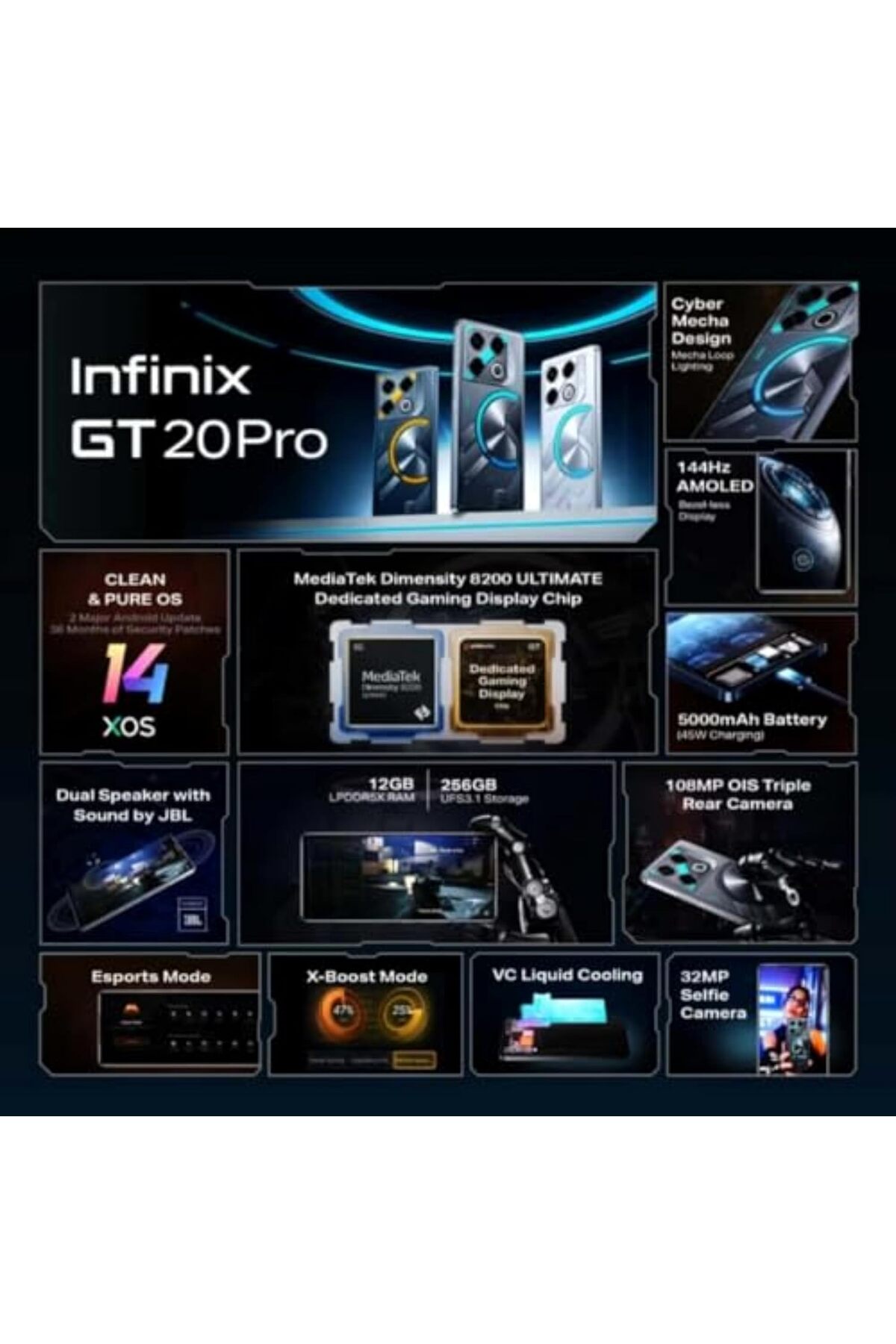 INFINIX GT20 Pro Dual SIM Mecha Silver 12+12GB RAM 256GB 5G - Middle ...