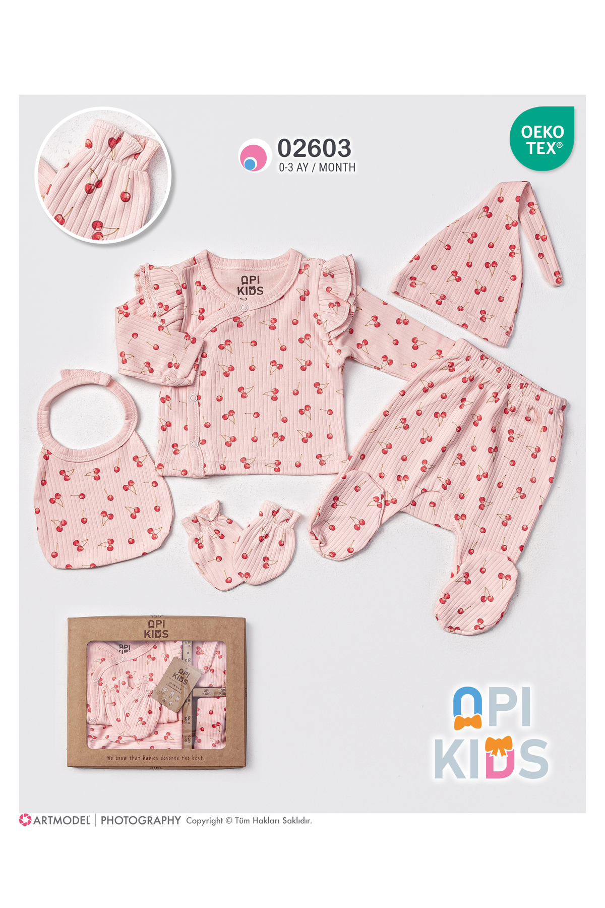 OPI KIDS Cherry Pattern 5'li Yenidoğan Hastane Çıkışı Seti(KUTULU ...