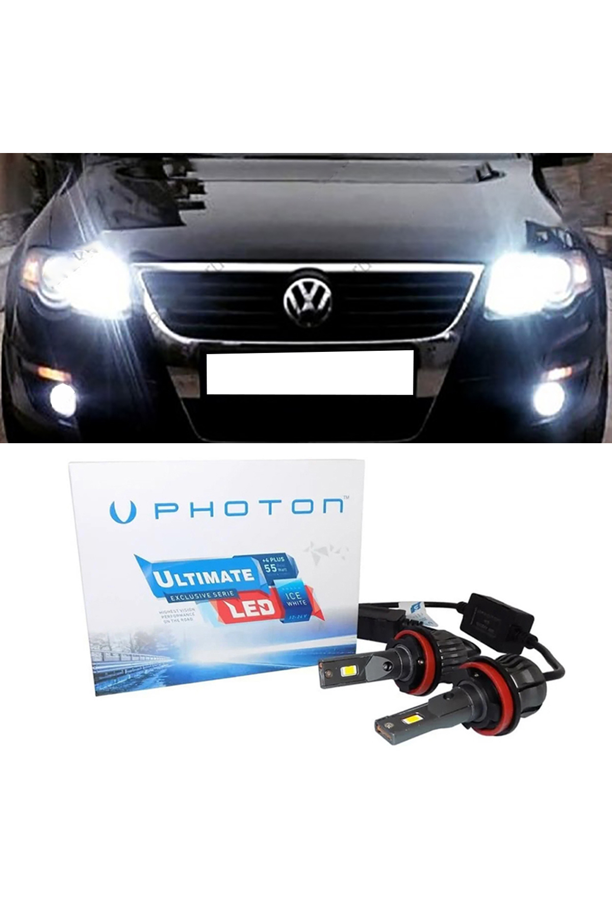 Photon Vw Passat B6 Led Xenon Sis Farı Ampulü H8 Ultimate 9500 Lumens ...