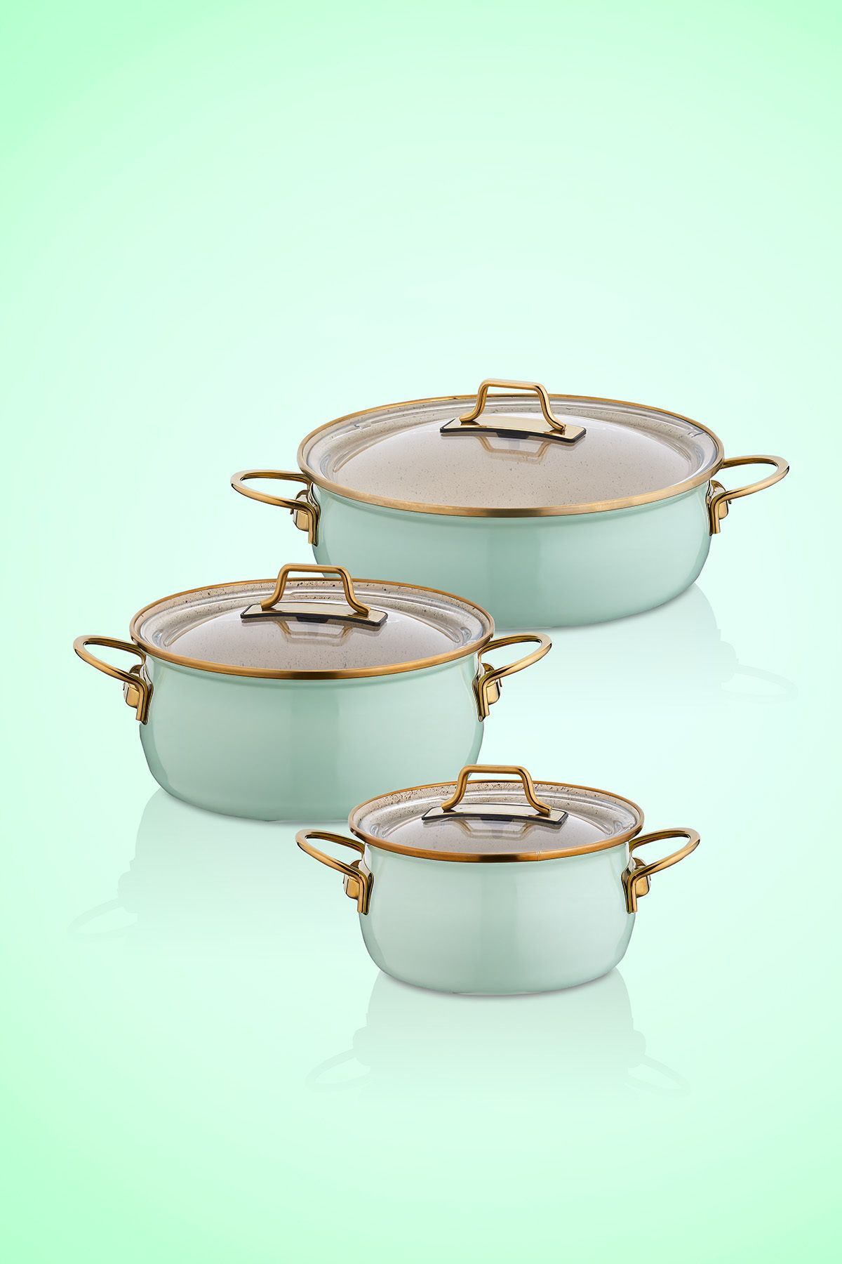 Bonera Water GreenVintageEnamel 6 Piece Casserole and Pot Set- Trendyol