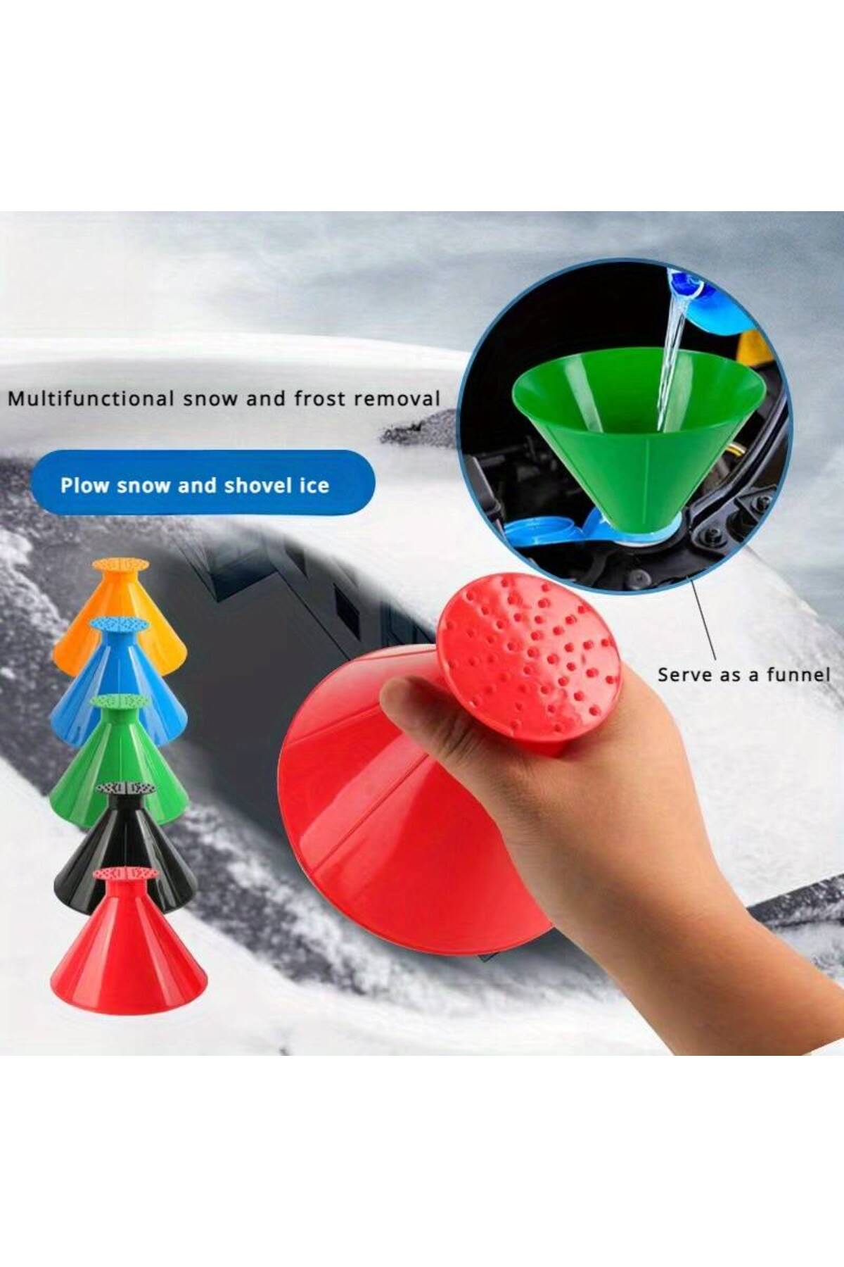 DEPOKON Oto Araç Araba Kar Buz Kırıcı Kazıyıcı Koni Ön Cam Temizleyici ...