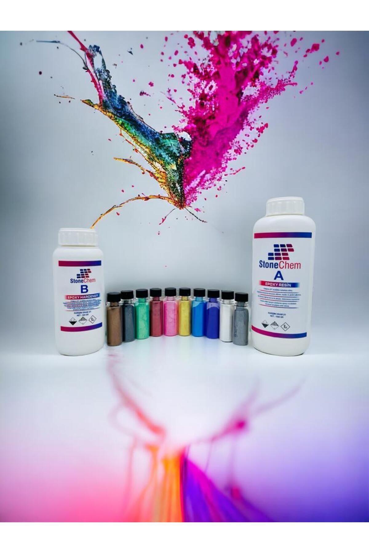 stonechem Ultra Şeffaf Reçine 1,5 Kg Epoxy Sedefli Pigment 10 Renk 20 ...