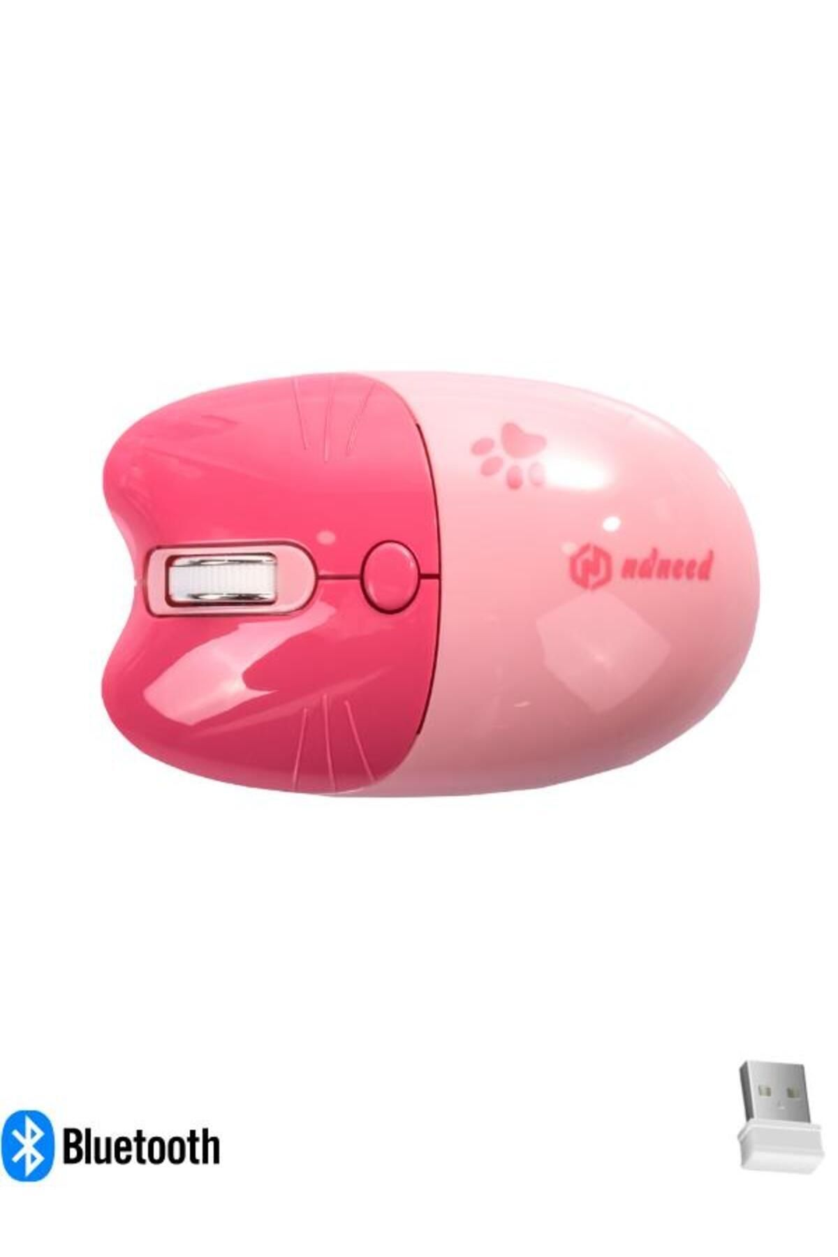 NDNeed Sevimli Kedi Kablosuz Pembe Mouse Bluetooth + 2.4G Dual Mode ...