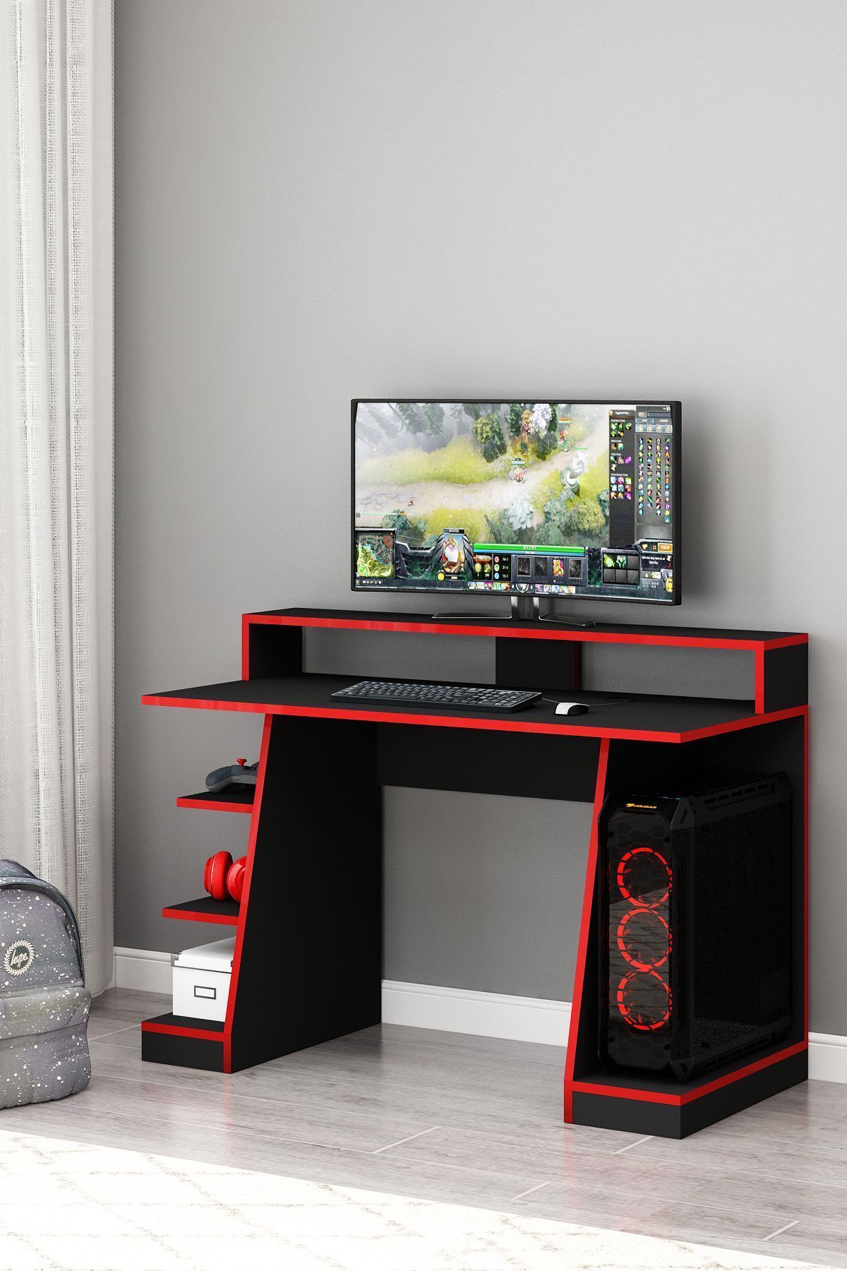 Avmpark Etro Raflı Oyuncu Bilgisayar Masası Ve Çalışma Masası Siyah ...