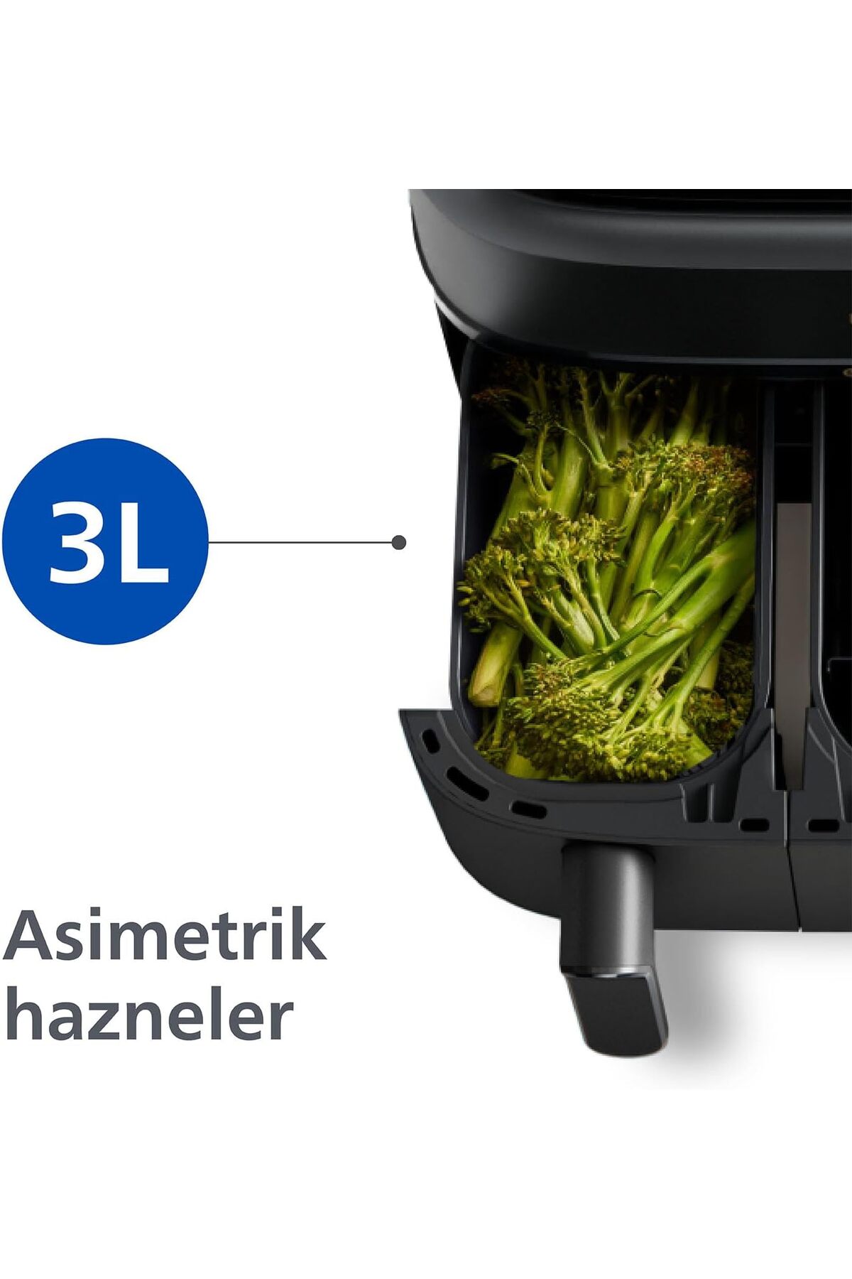 Philips YENİ SERİ NA350/00 Çift Hazneli Airfryer 3000 Serisi, 2 Hazneli ...