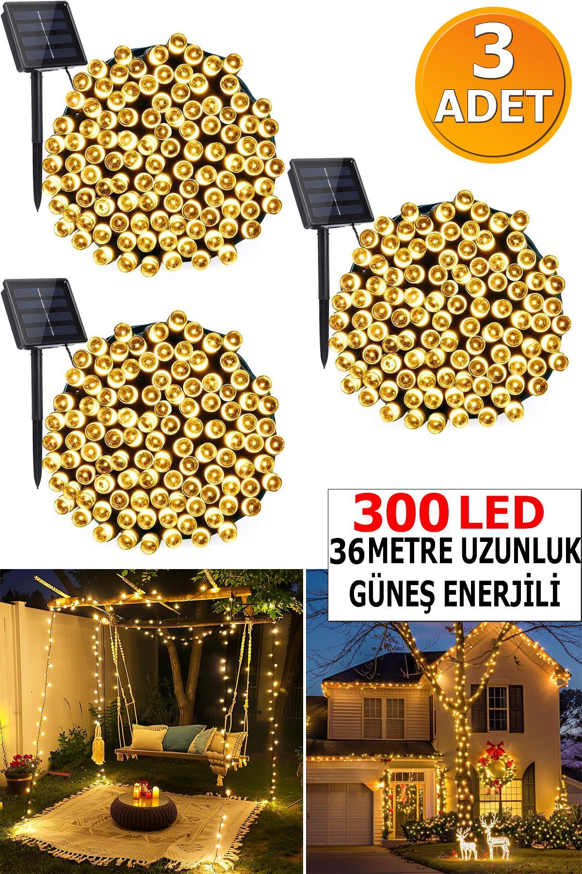 LightHome 300 Led Solar Enerjili Peri Led Işık Güneş Enerjili Balkon ...
