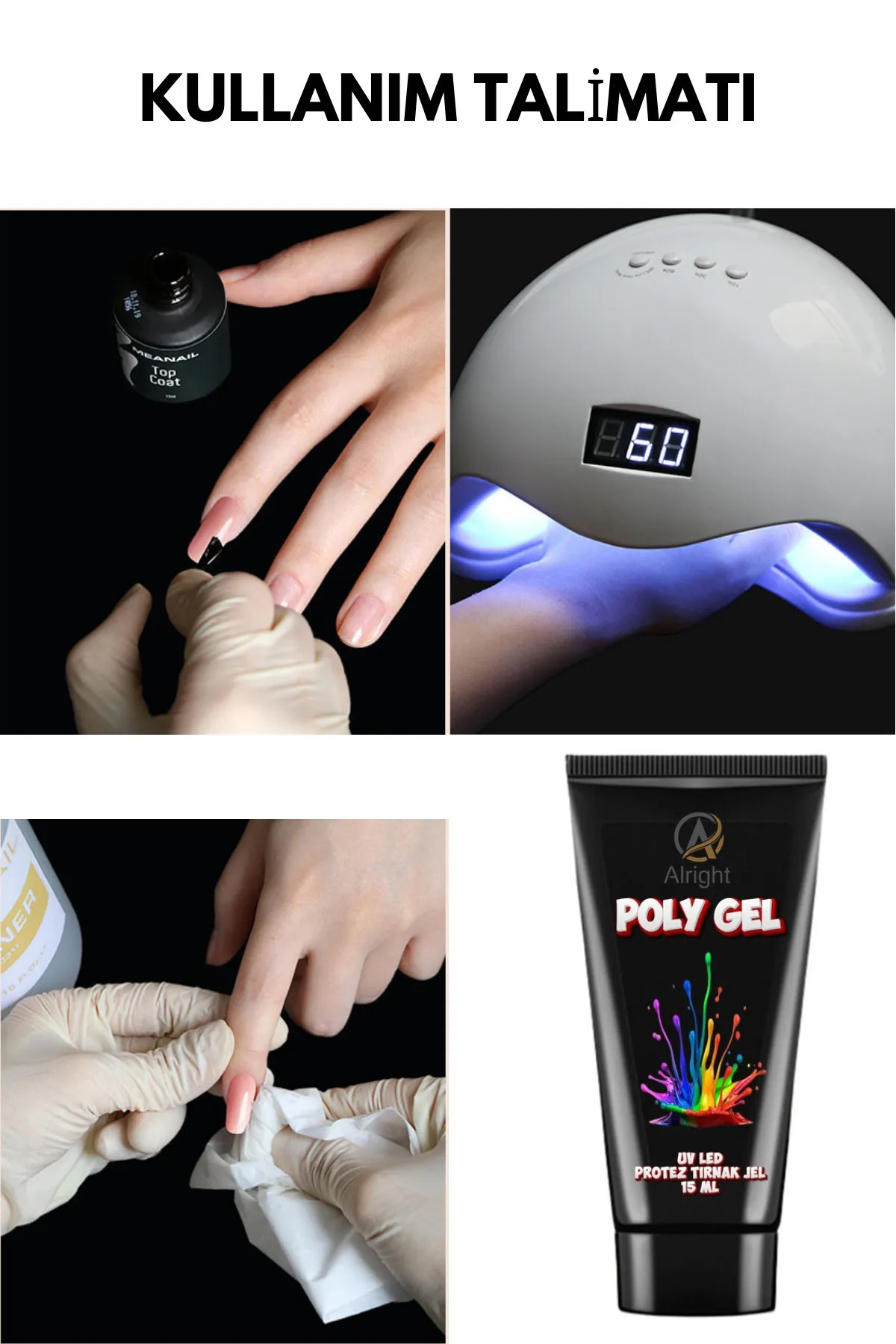 Alright 3 Lü Protez Tırnak Poly Gel Kalıcı Oje Seti Polijel Solüsyon ve ...