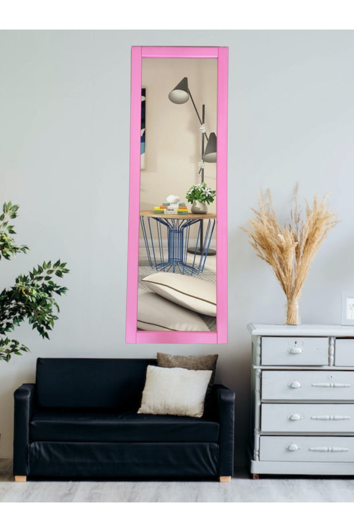 MİRRORSS Pembe Ahşap Çerçeveli Duvar Hol Ayna Pembe121x37 Fiyatı ...