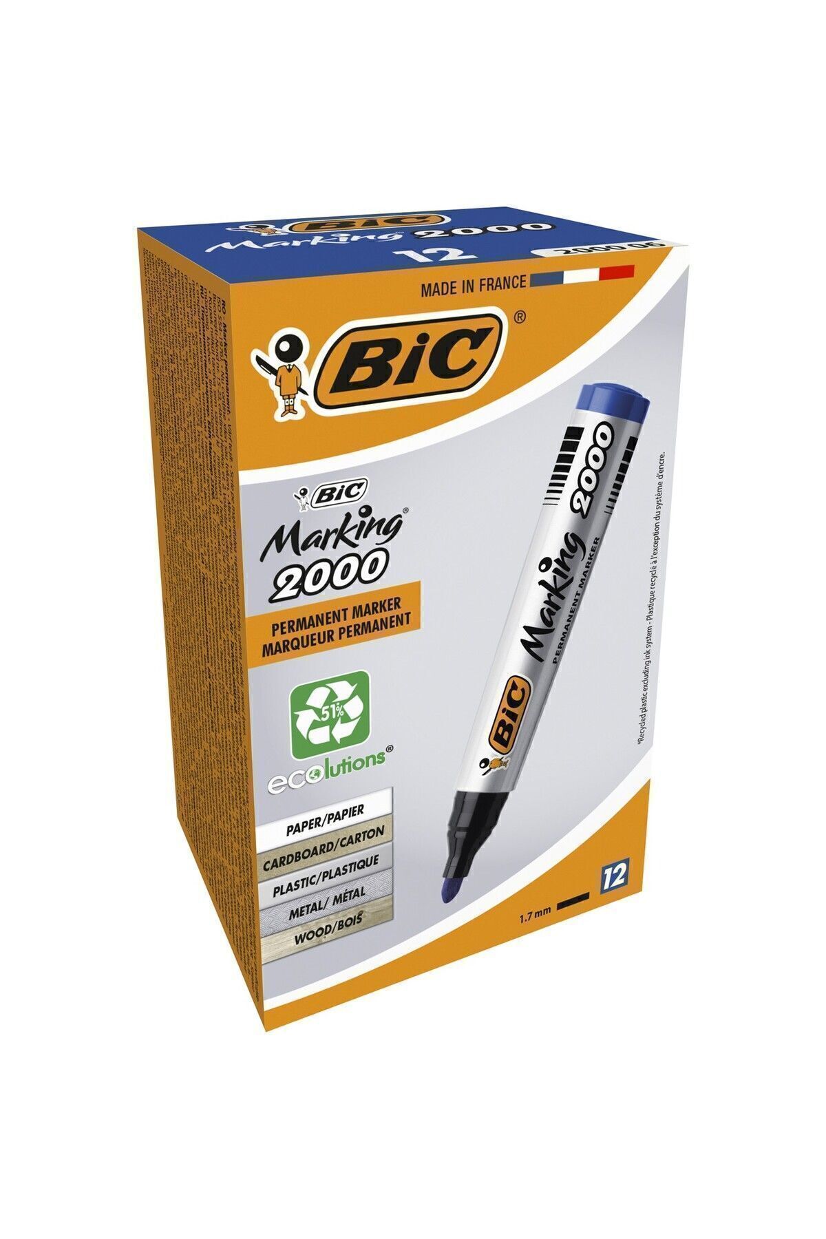 Bic Marking 2000 Permanent Marker Yuvarlak Uç Mavi 12`li Kutu Fiyatı ...