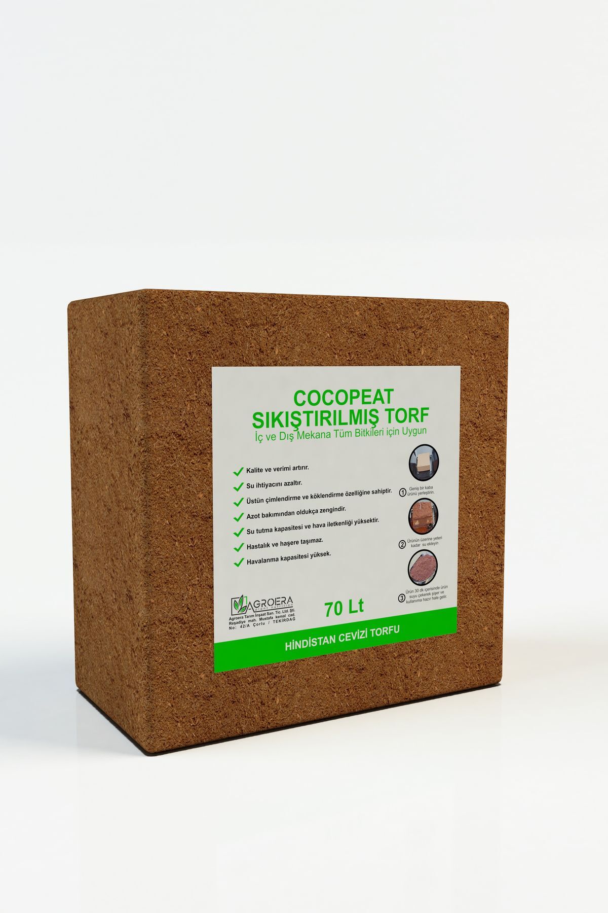 AGROERA Cocopeat Sıkıştırılmış Torf 70 Lt - Fiyatı, Yorumları