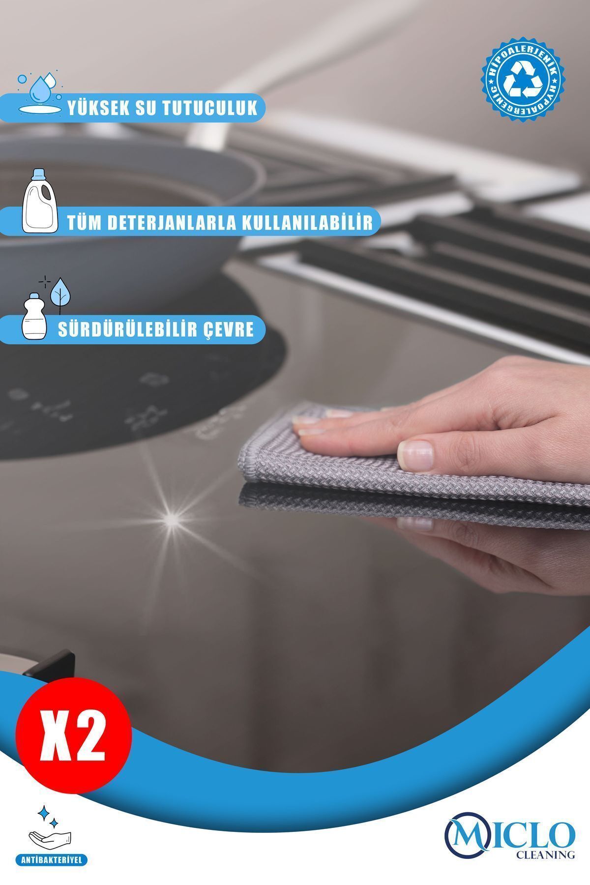 MICLO CLEANING x2 Adet | Mikrofiber Süper Sihirli Bez | 40x40cm | Cam ...