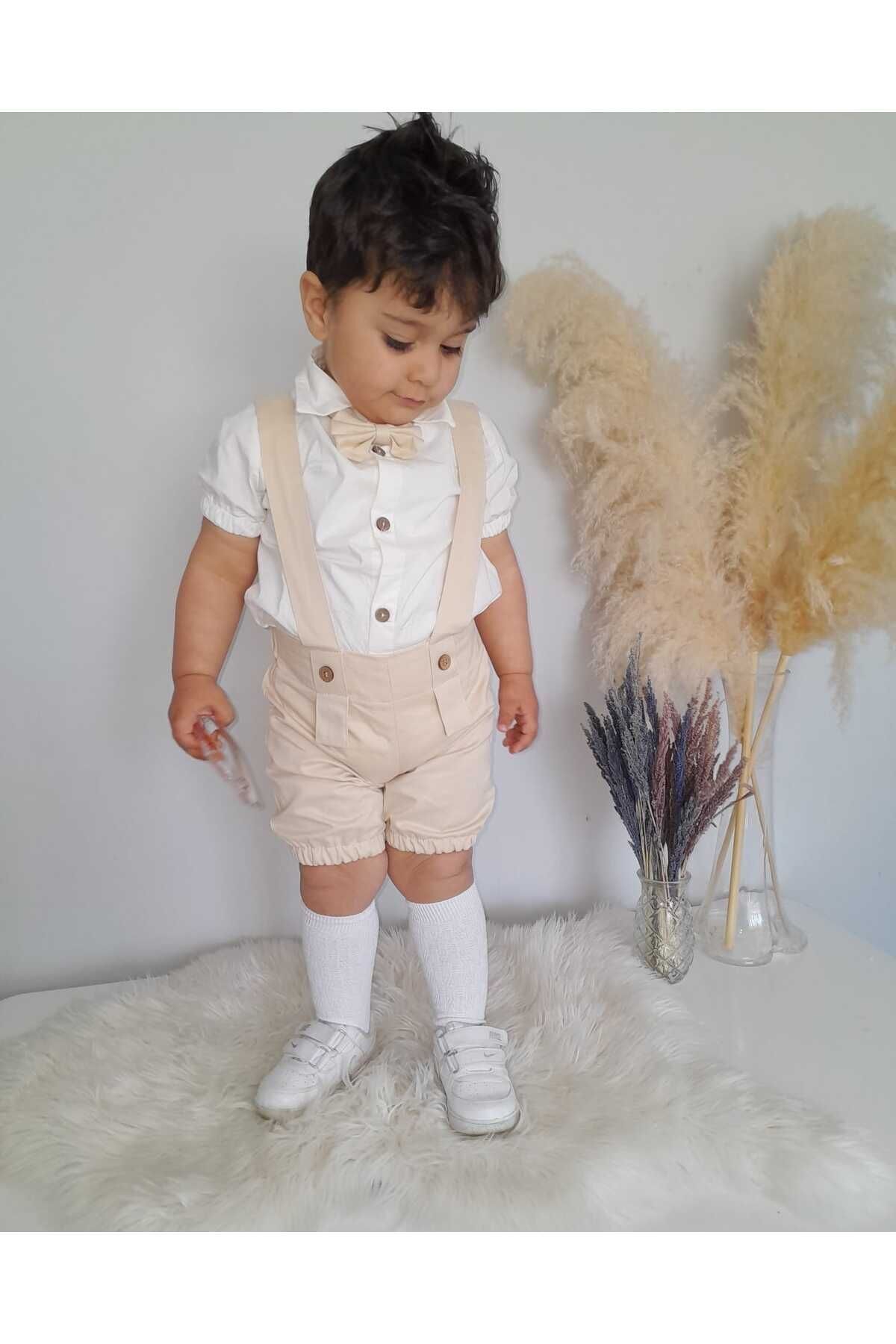 ykr design Bej Şort Salopet Takım (Çoraplar Takıma Dahil Değildir ...