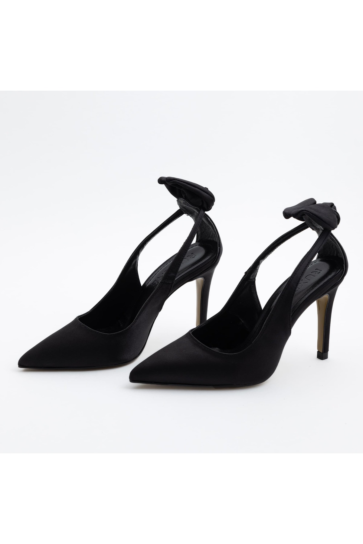 RUXENE Else Kapalı Sivri Burun 10cm Ince Topuk Pencere Detay Fiyonklu ...