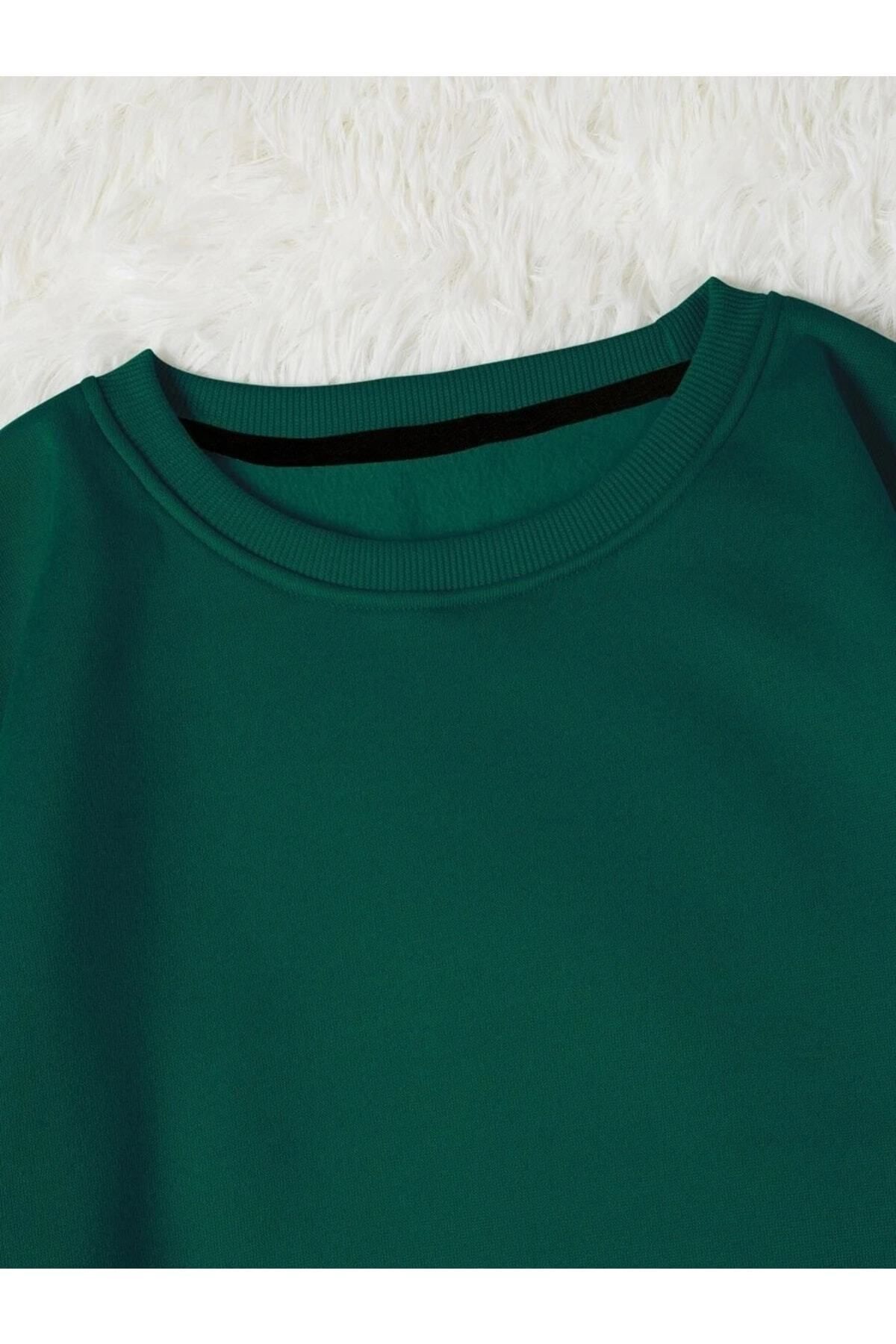 S&A DESIGN Unisex(Kadın-Erkek) Basic 0 Sıfır Yaka Baskısız Düz Oversize Geniş Bol 3 İplik %100 ...