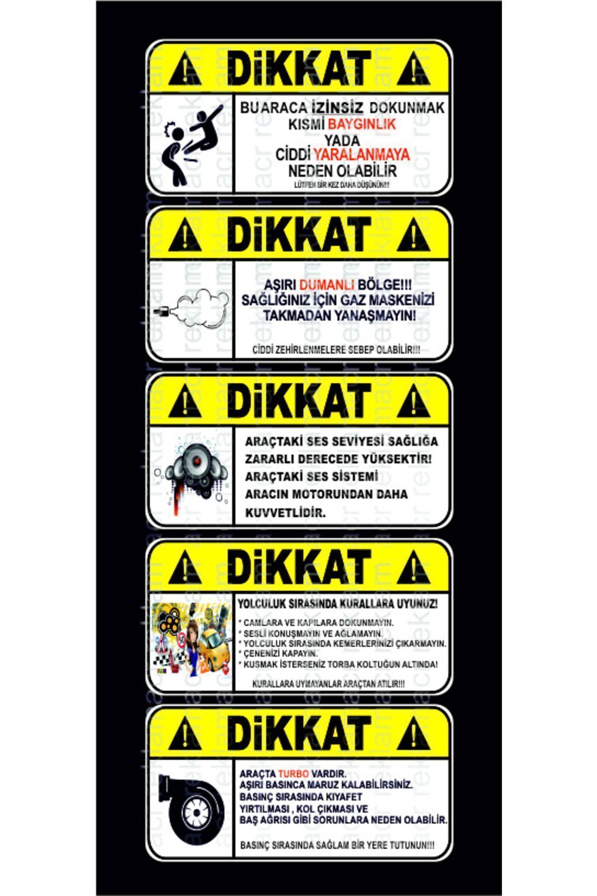 Genel Markalar Dikkat Sticker 5 Adet, Komik Dikkat Sticker, Araba ...