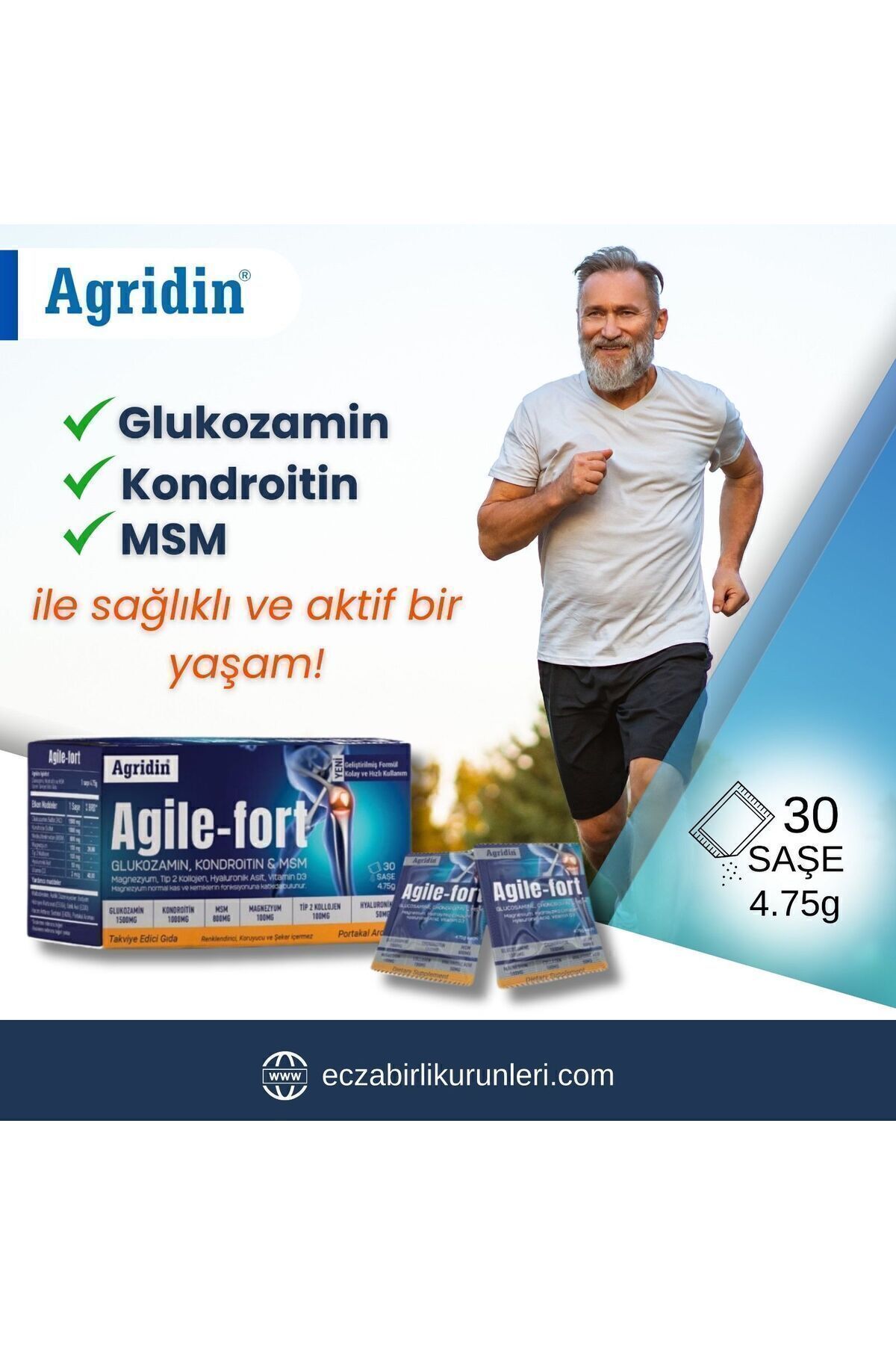 Agridin Agile Fort Glukozamin Chondritin Msm Collagen Magnezyum Eklem ...
