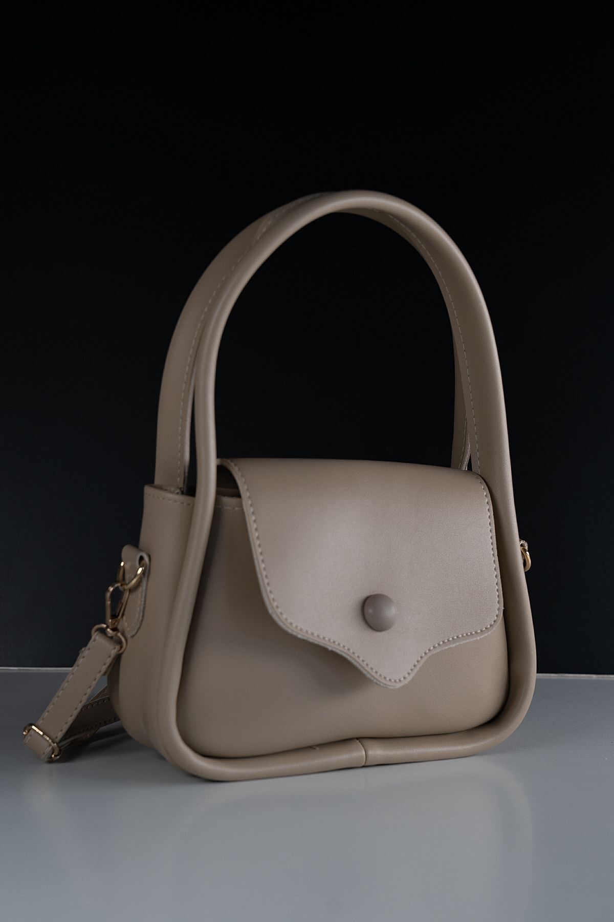 Les Crioch Kadın Omuz Çantası Vizon Ayarlanabilir Askılı Düğmeli ...