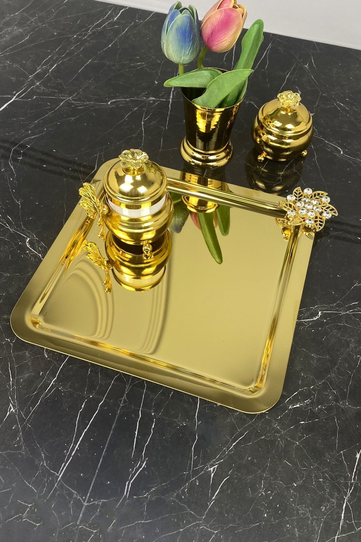 MAY HOME Bron Metal Kare Sunum Nişan Tepsisi Fiyatı, Yorumları - Trendyol