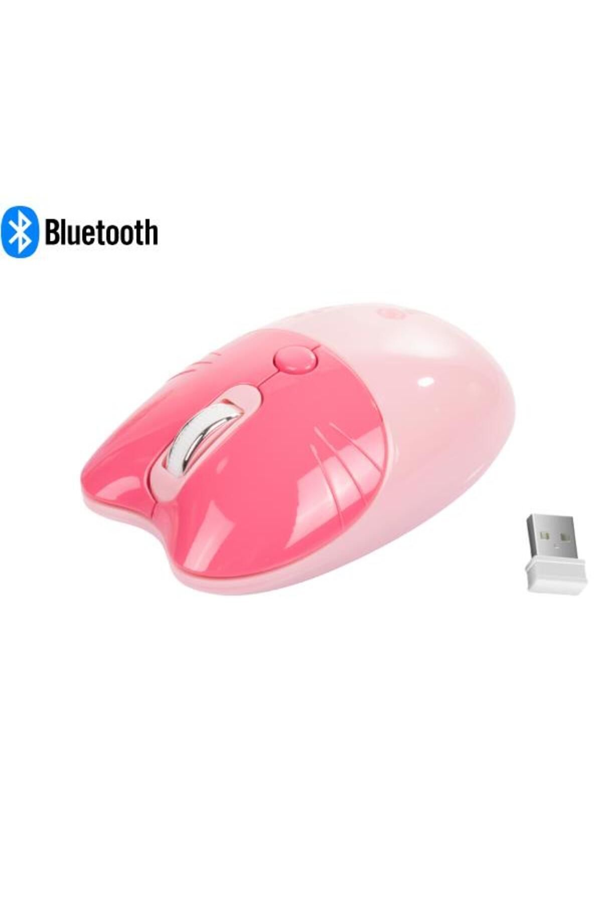 NDNeed Sevimli Kedi Kablosuz Pembe Mouse Bluetooth + 2.4G Dual Mode ...